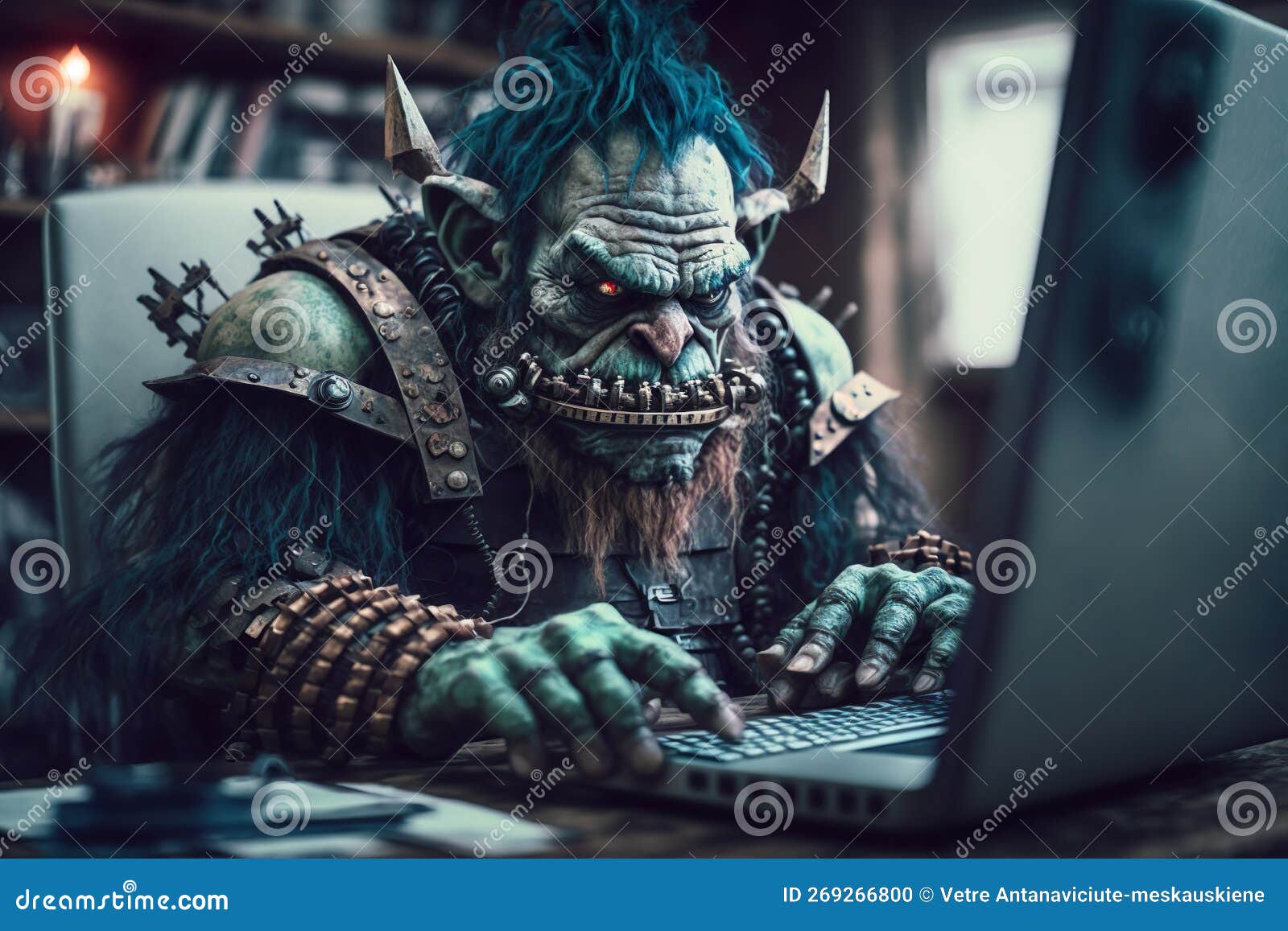 Internet Troll Using a Computer. Generative Ai. Stock Illustration ...