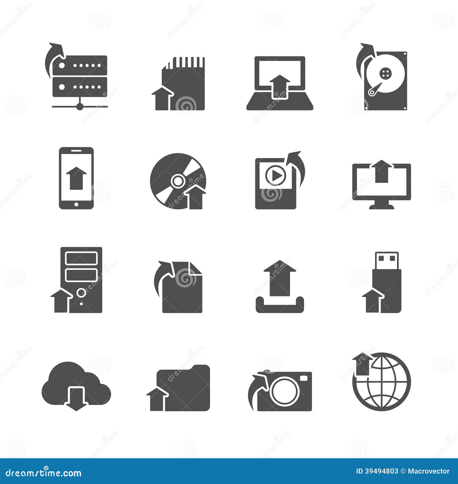 Internet Upload Symbols Icons Set Stock Vector - Illustration of ...