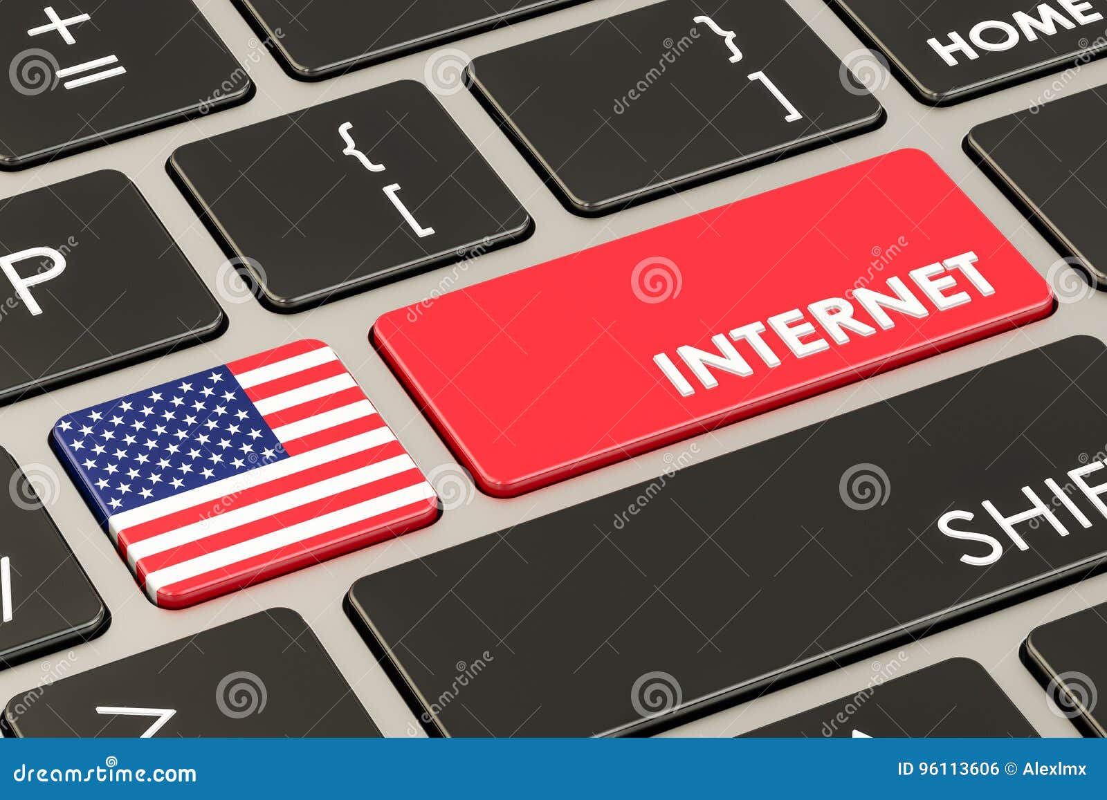 Internet in USA Concept, 3D Stock Illustration - Illustration of united ...