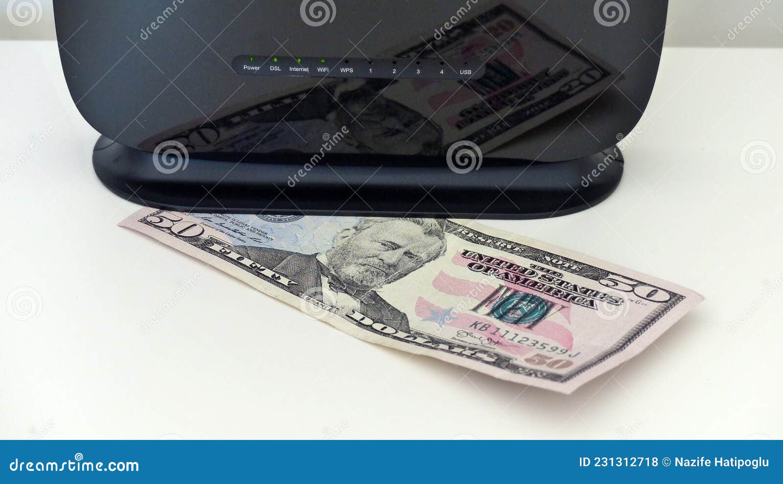 Internet Usage Fee Increase in the World, Modem and 50 Dollars Stand ...