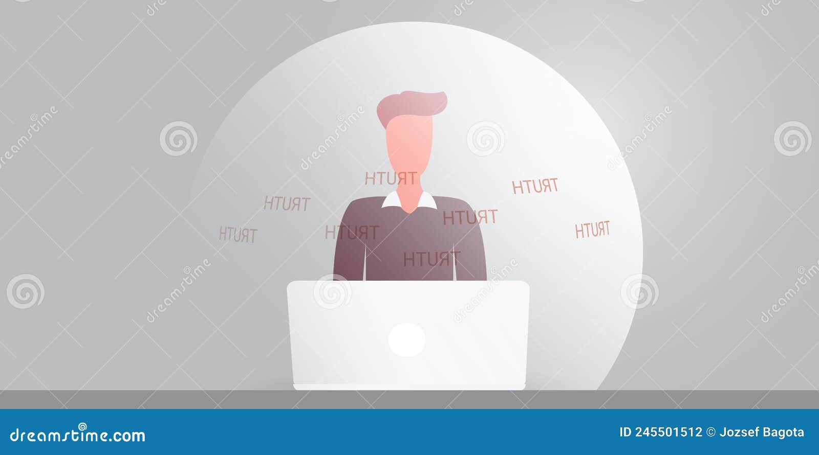 Internet User Behind a Laptop Computer Sitting in an Information Bubble ...