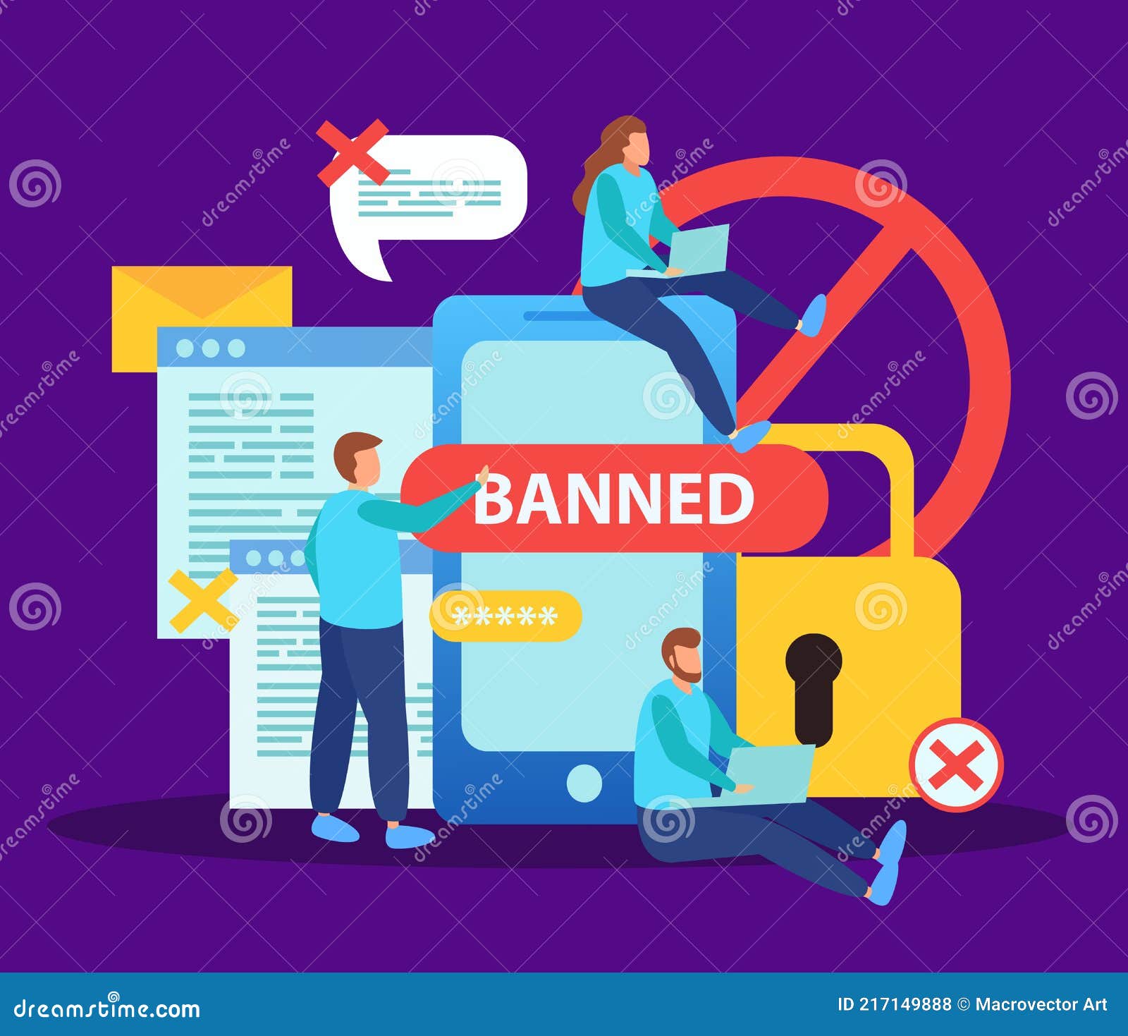 Internet Users Blocking Composition Stock Vector - Illustration of ...