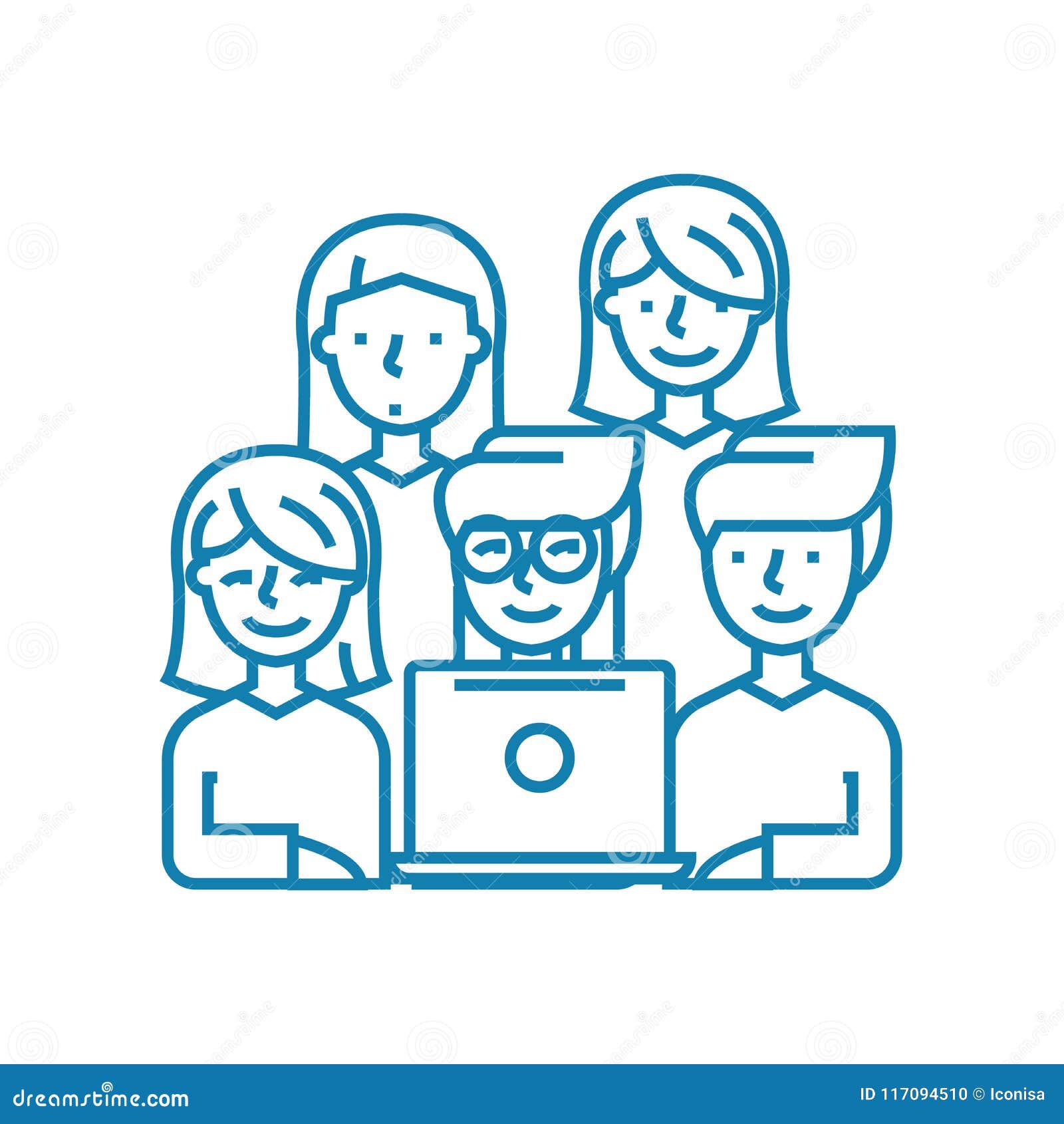 Internet Users Linear Icon Concept. Internet Users Line Vector Sign ...