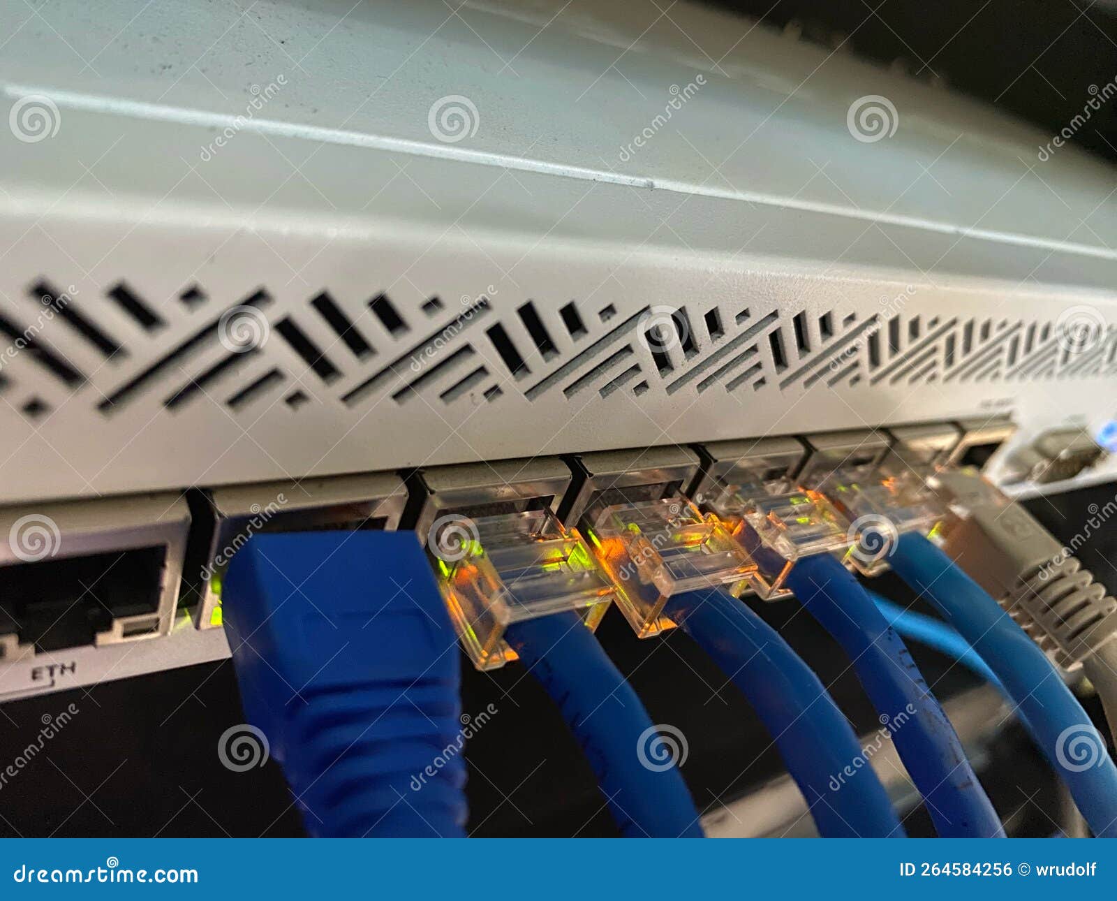 Internet or UTP Network Cable Connected To the Patch Panel or Router ...