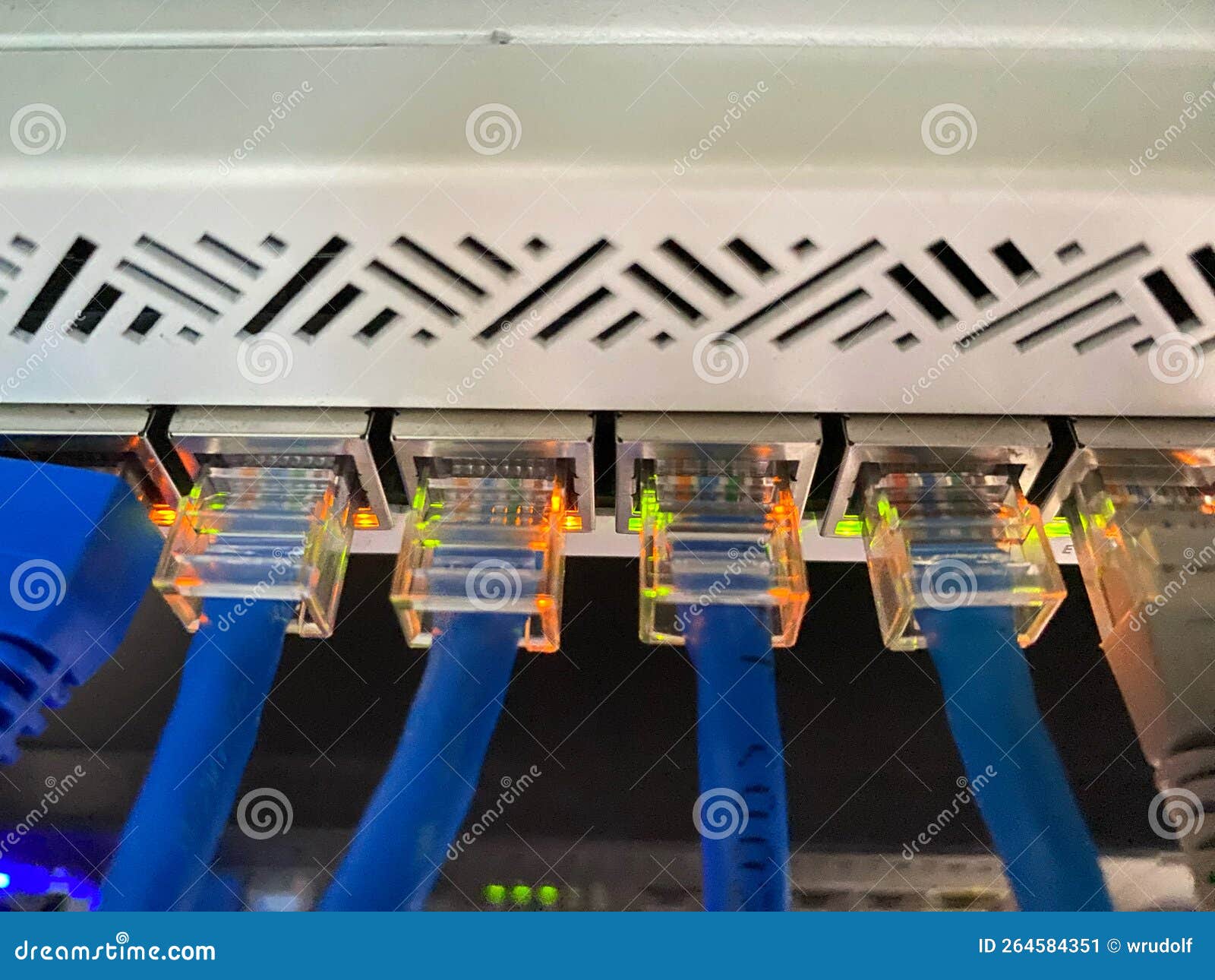 Internet or UTP Network Cable Connected To the Patch Panel or Router ...