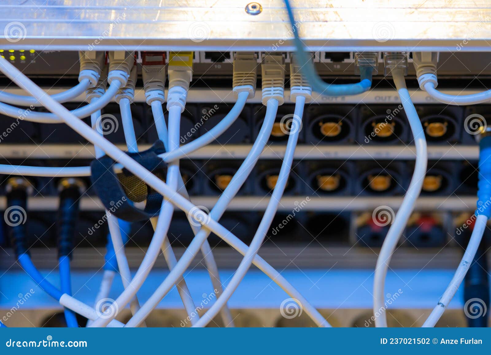 Internet Utp or Network Cables Plugged in a Router or Switch at a Tv ...