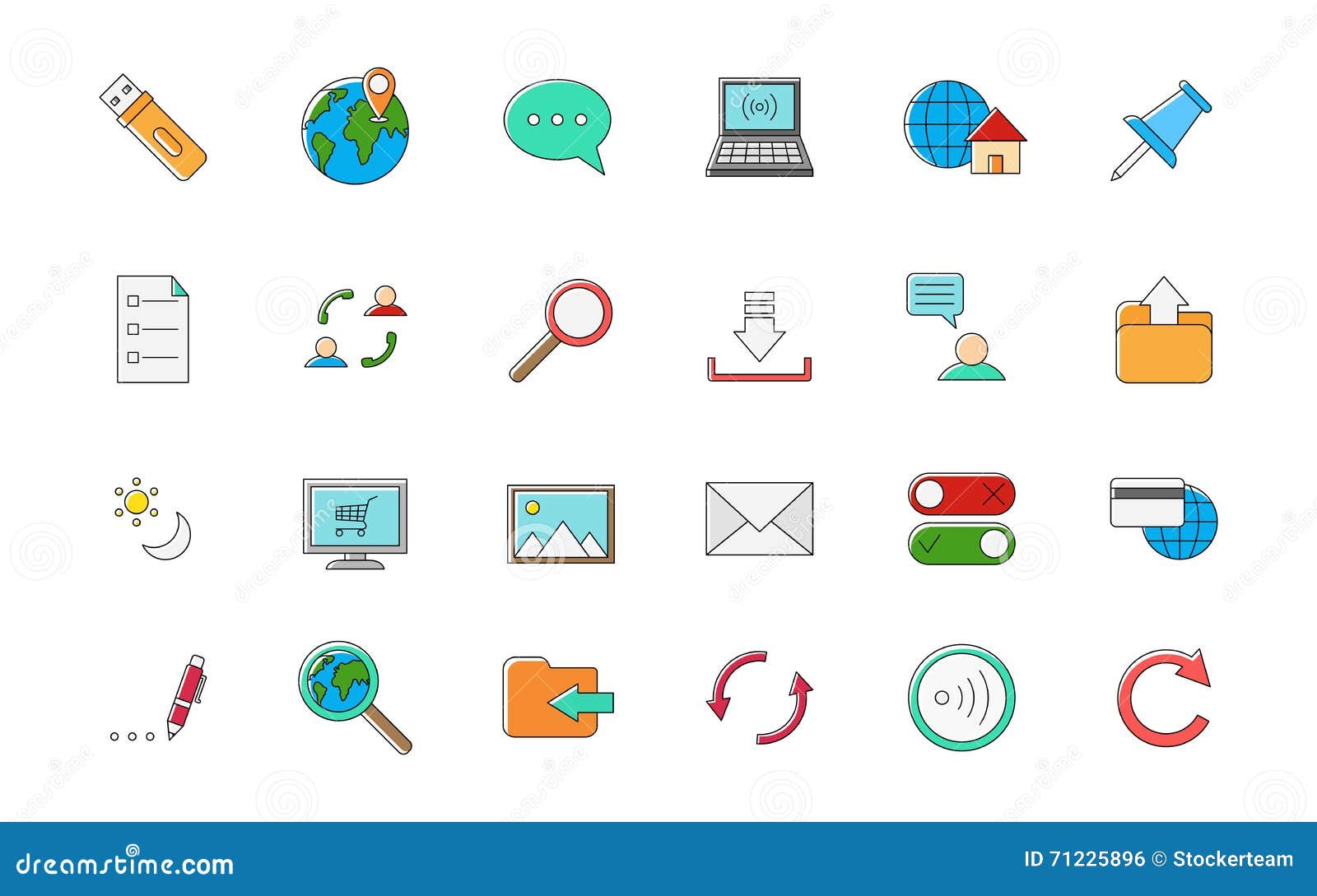 Internet Vector Colorful Icons Set Stock Vector - Illustration of chart ...