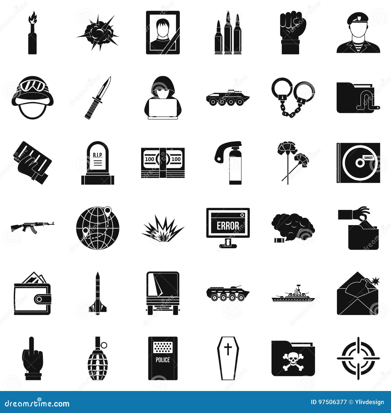 Internet War Icons Set, Simple Style Stock Vector - Illustration of ...