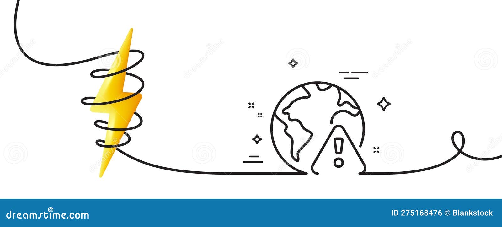 Internet Warning Line Icon. Attention Triangle Sign. Continuous Line ...