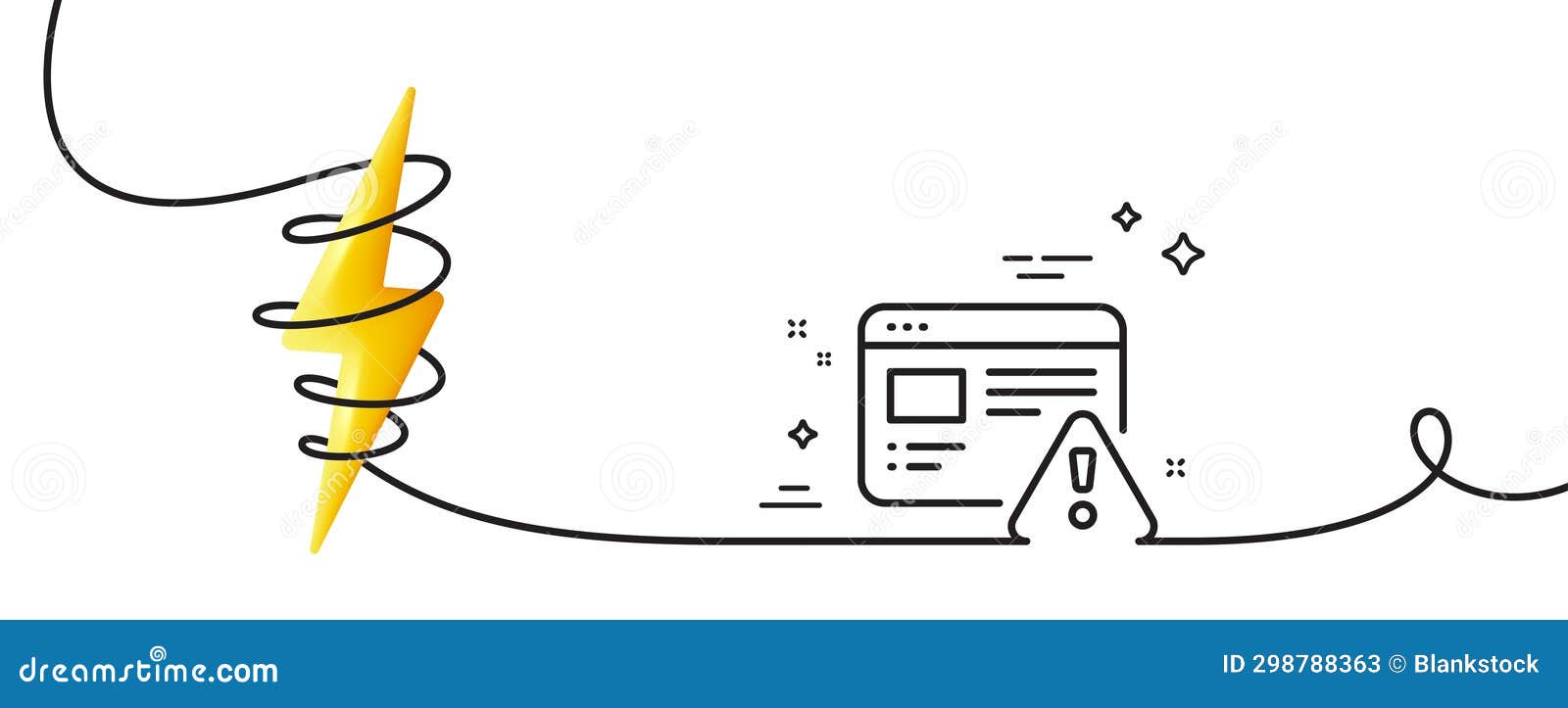 Internet Warning Line Icon. Attention Triangle Sign. Continuous Line ...