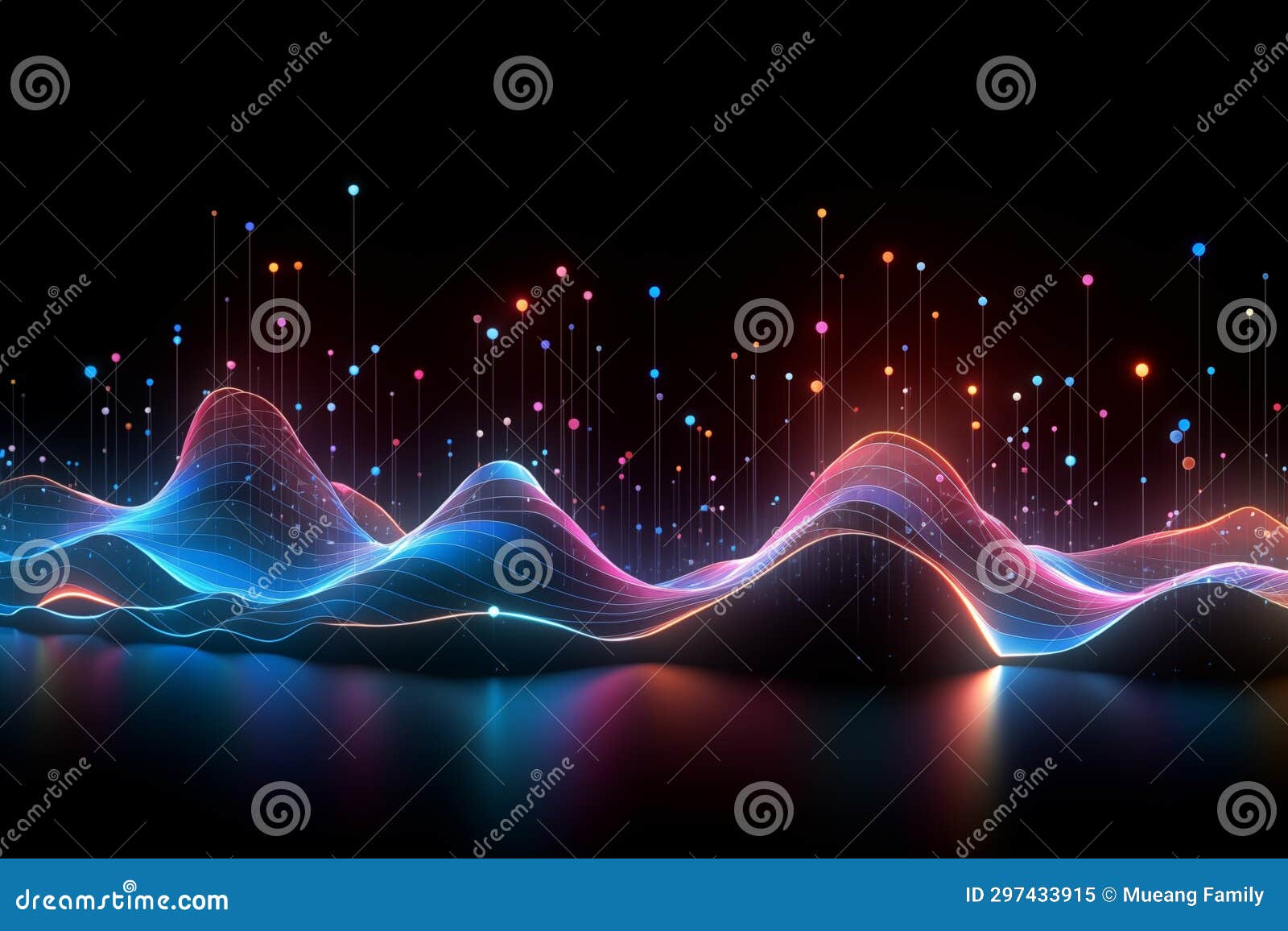 Internet Waves Signal of Light Dance Across Technology Background ...