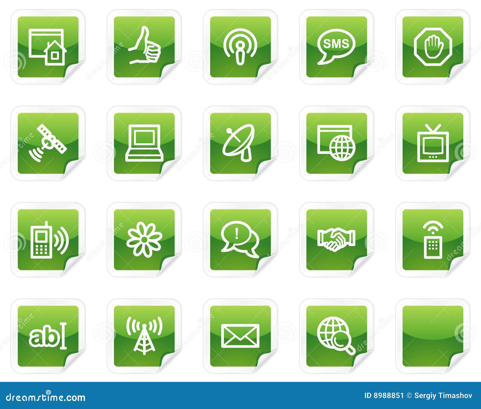 Internet Web Icons, Green Sticker Series Stock Vector - Illustration of ...