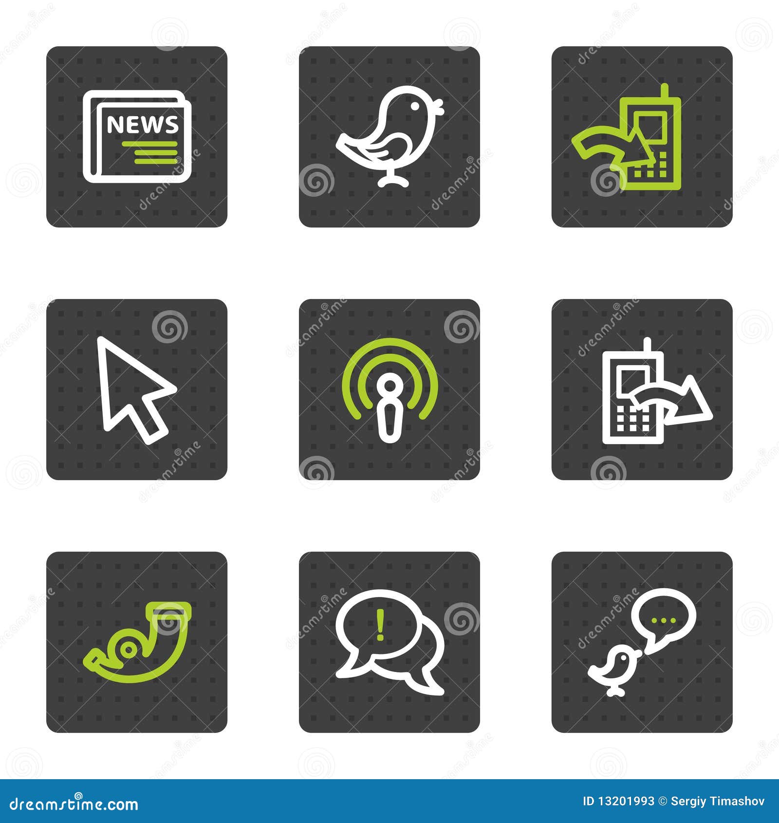 Internet Web Icons Set 2, Grey Square Buttons Stock Vector ...