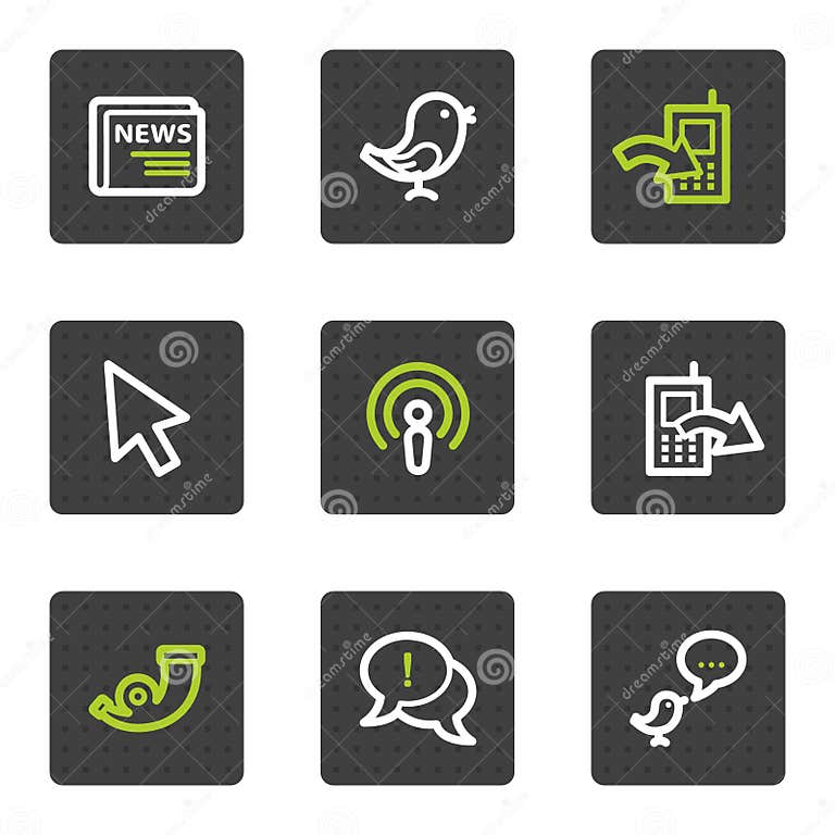 Internet Web Icons Set 2, Grey Square Buttons Stock Vector ...