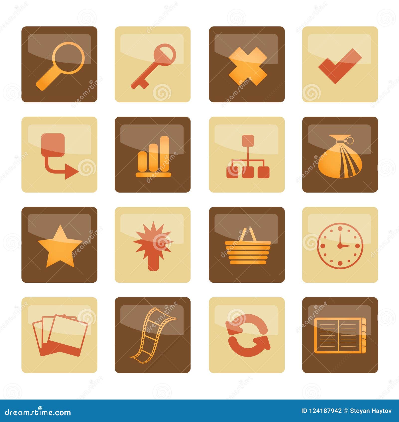Internet And Web Site Icons Over Brown Background Stock Vector ...