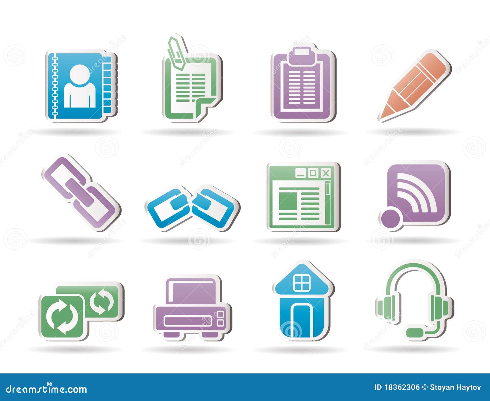 Internet and Website Objects Stock Vector - Illustration of house, book ...