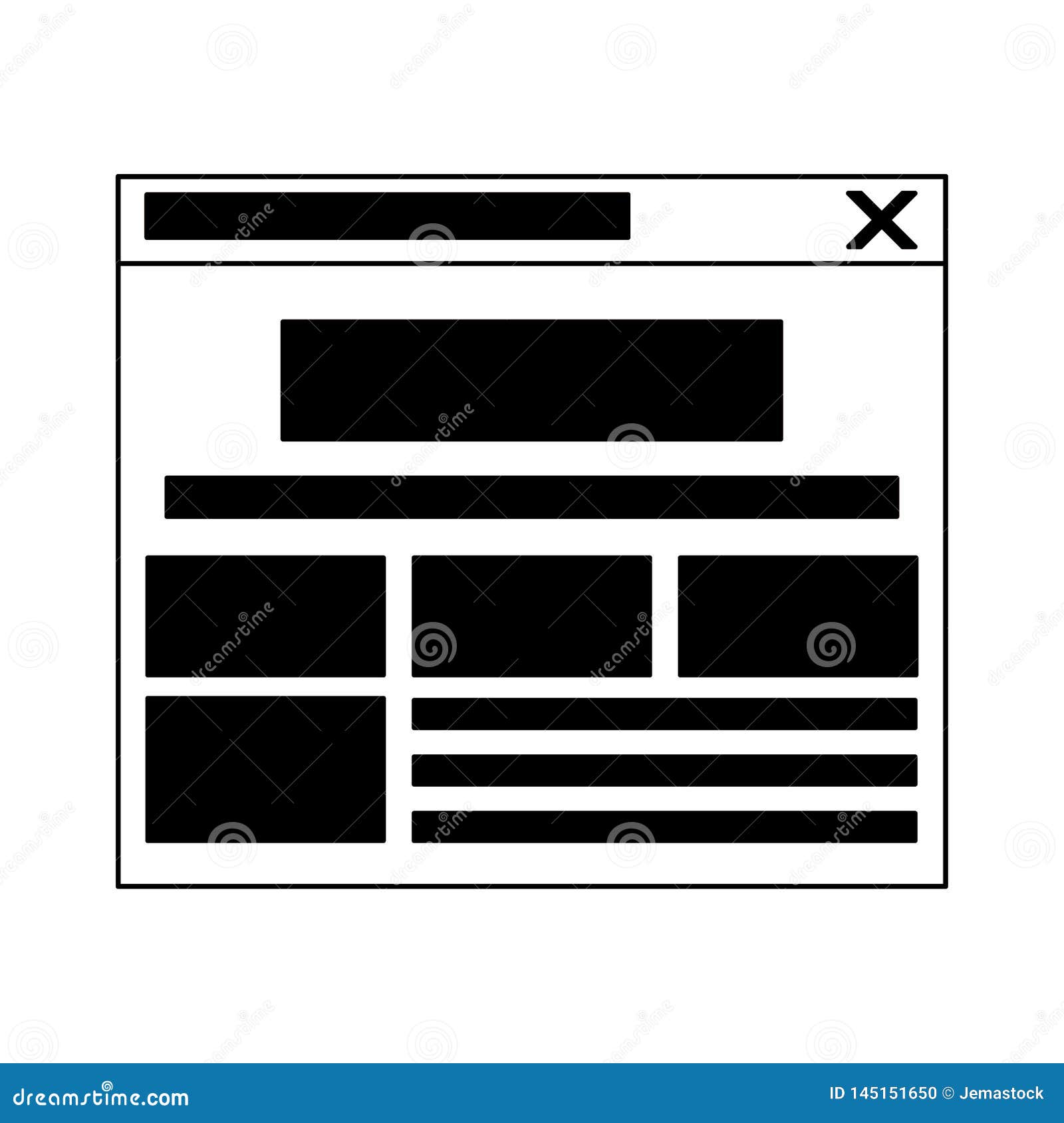 Internet Website Tab Isolated in Black and White Stock Vector ...