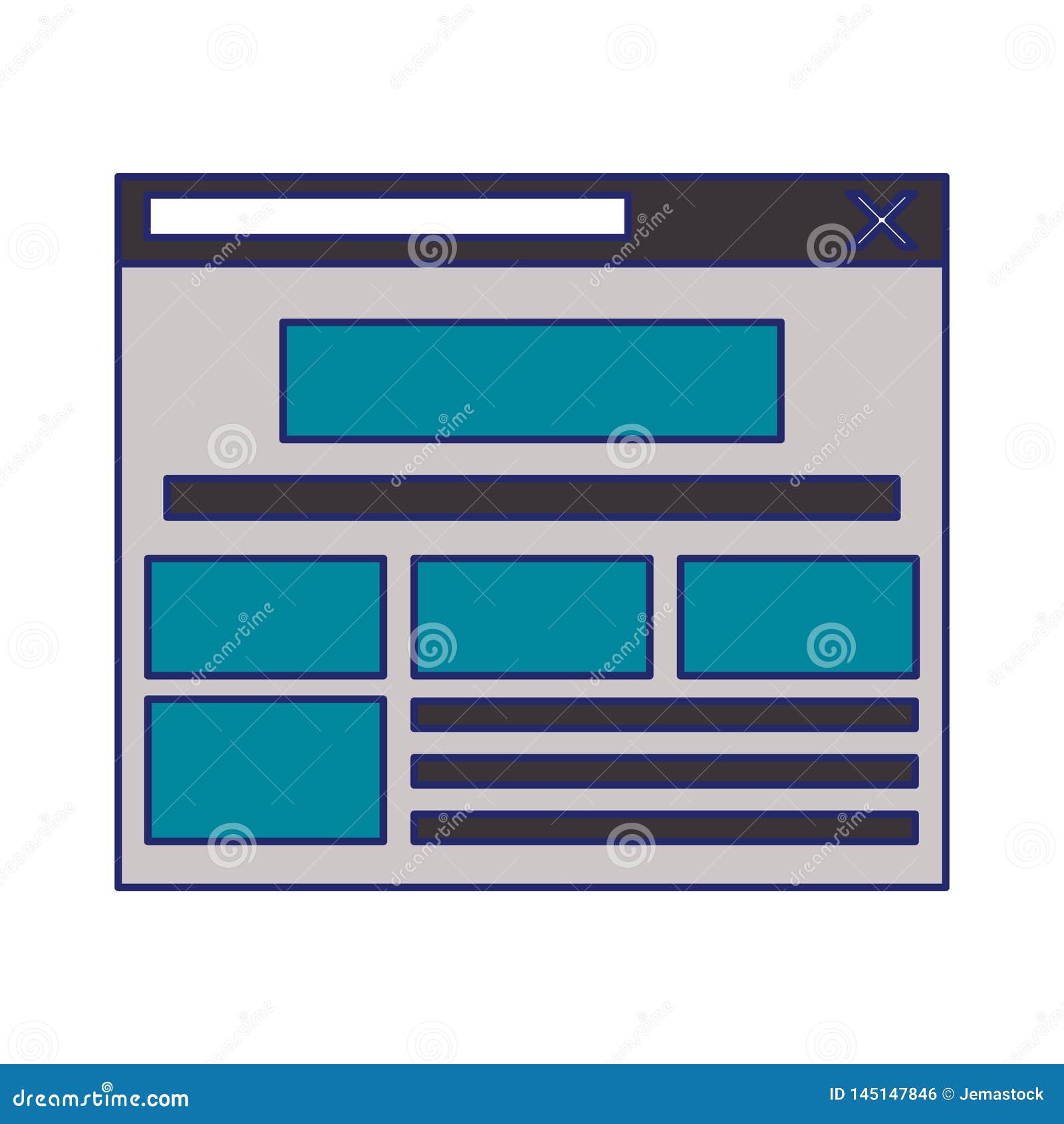 Internet Website Tab Isolated Blue Lines Stock Vector - Illustration of ...