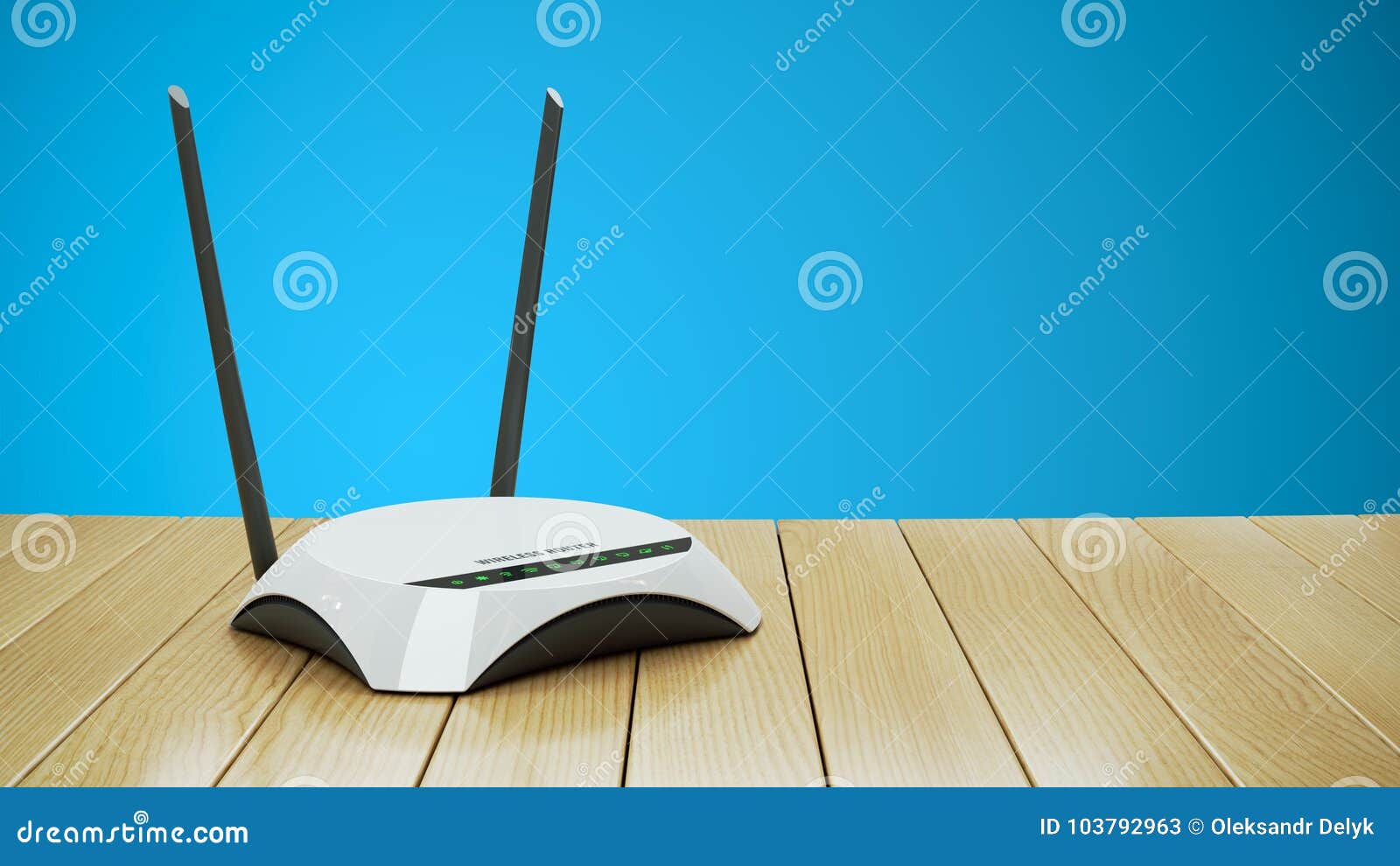 Internet Wi-Fi Router on Wooden Table Stock Illustration - Illustration ...