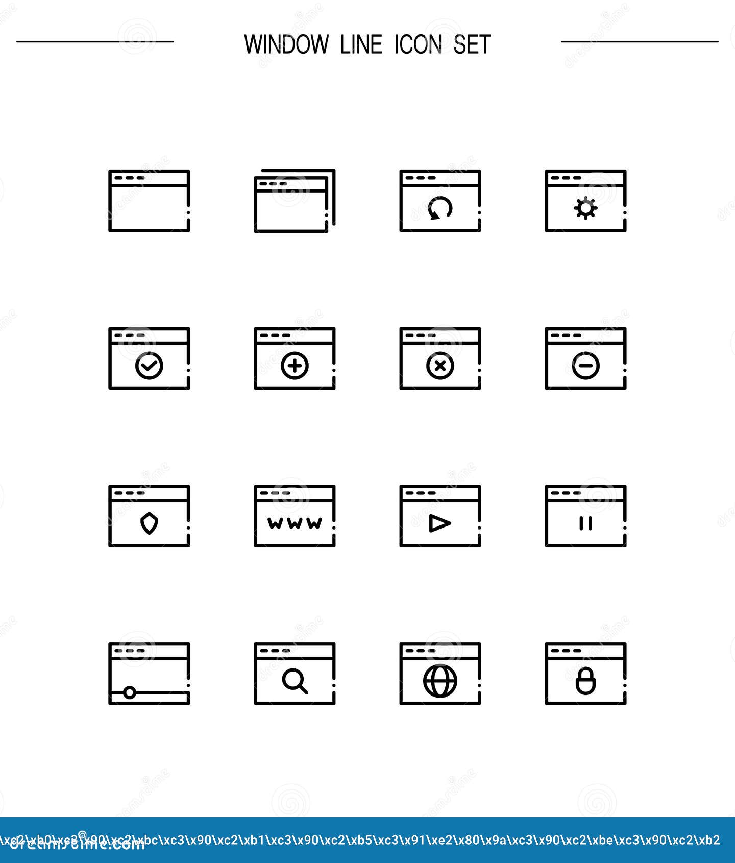 Internet Window Flat Icon Set. Stock Vector - Illustration of screen ...