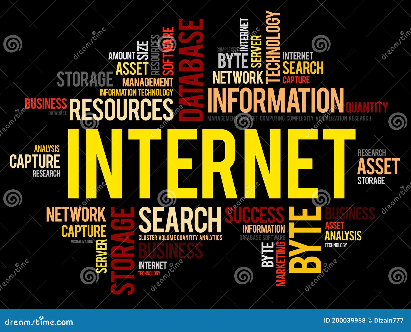 INTERNET Word Cloud Collage Stock Illustration - Illustration of email ...