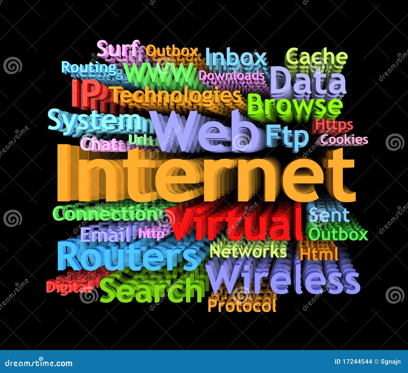 Internet Word Clouds, 3d Texts Stock Illustration - Illustration of ...