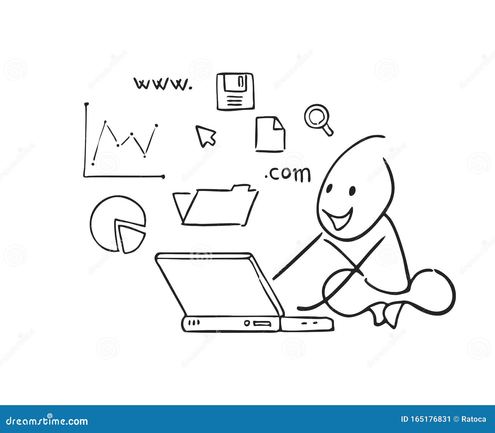 Internet worker draw stock vector. Illustration of manager - 165176831