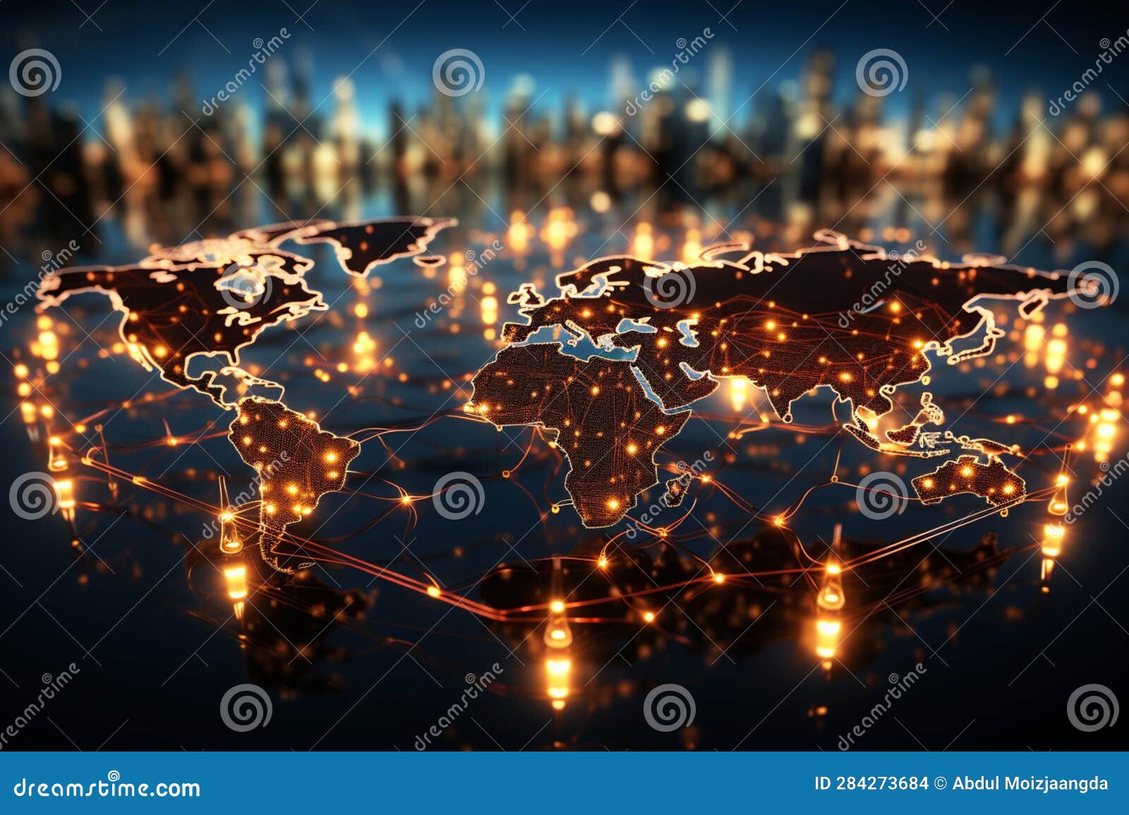 Internet of the World, Glowing Lines on World Map Showcase Global ...