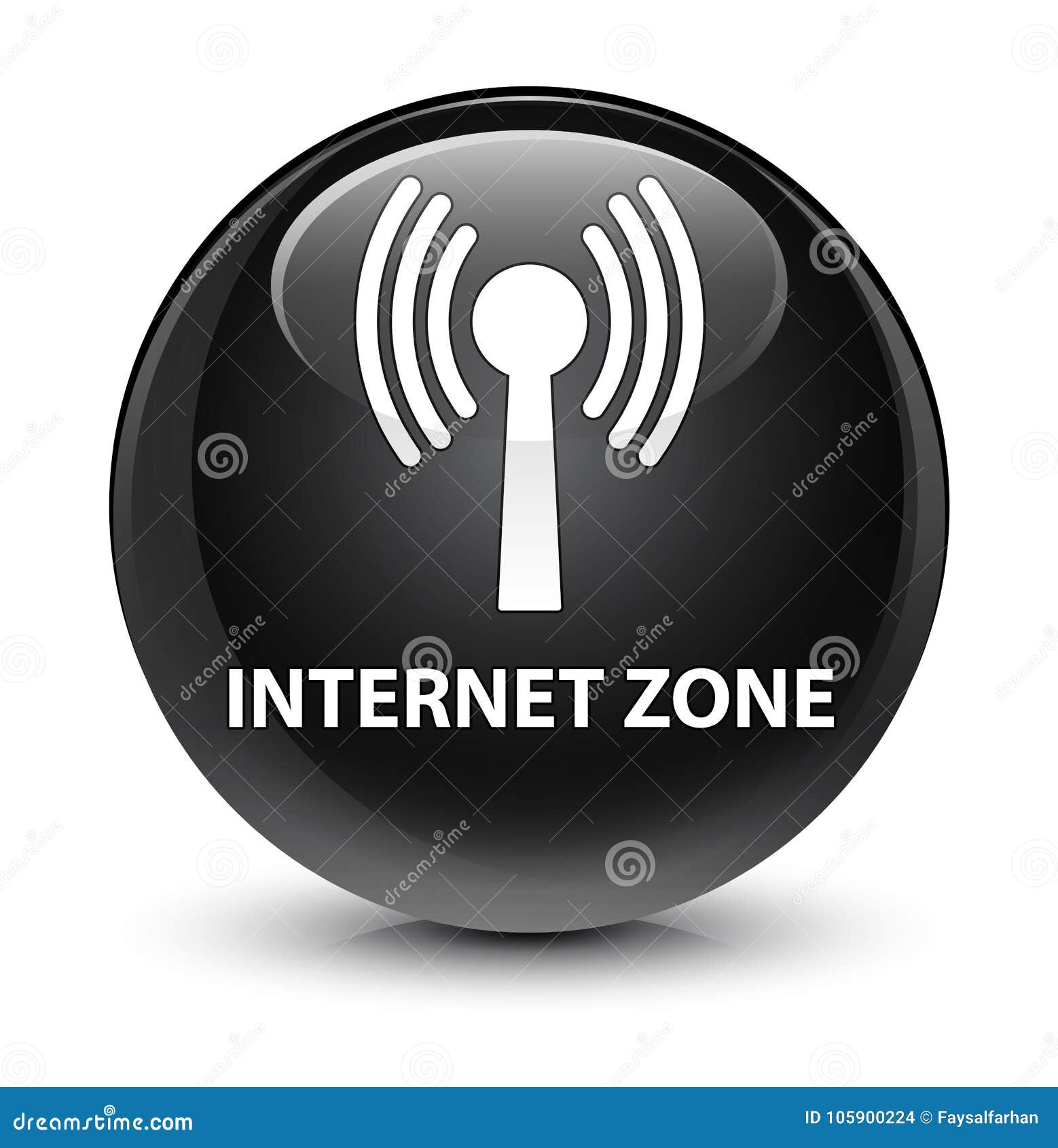 Internet Zone (wlan Network) Glassy Black Round Button Stock ...