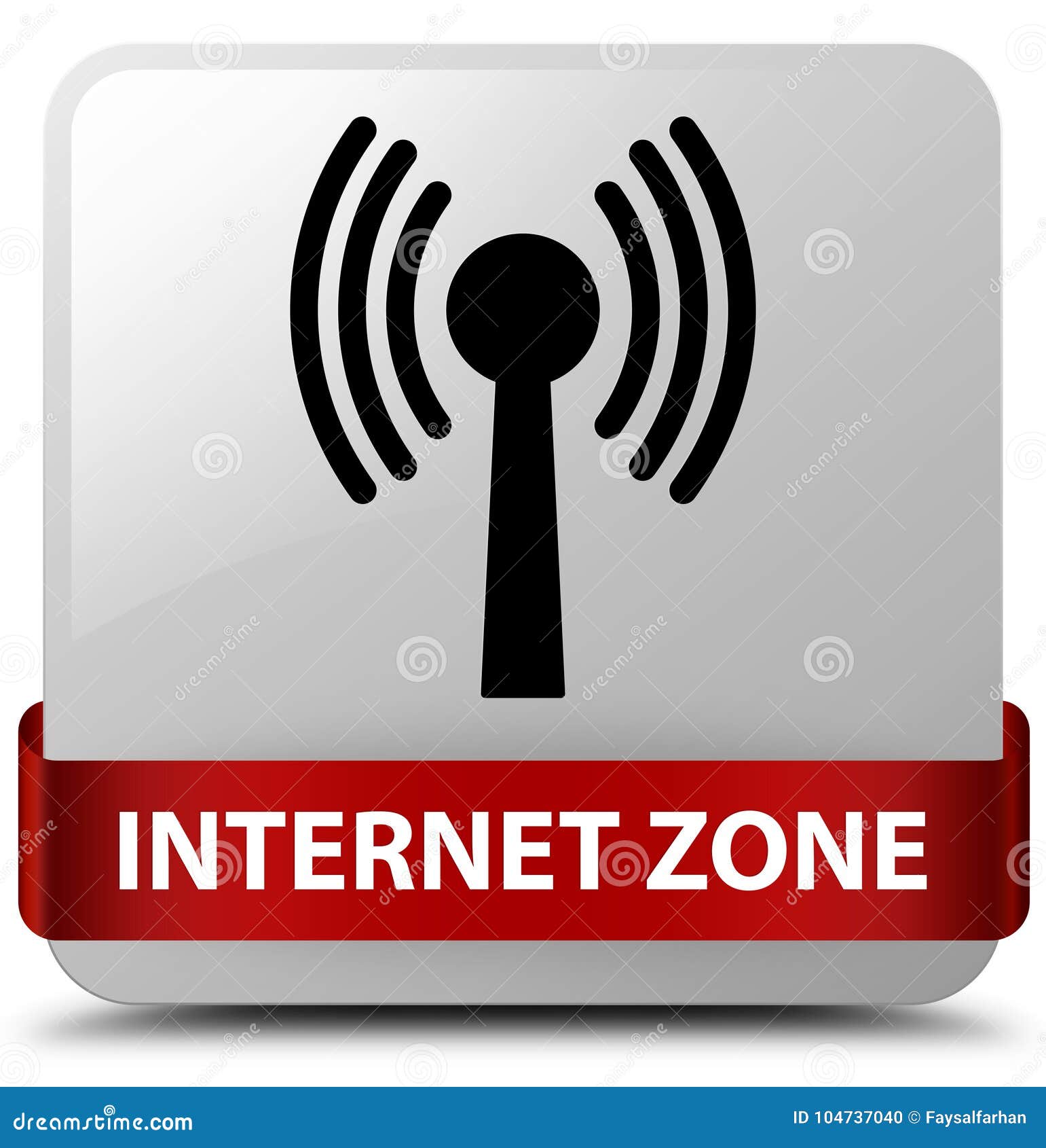 Internet Zone (wlan Network) White Square Button Red Ribbon in M Stock ...