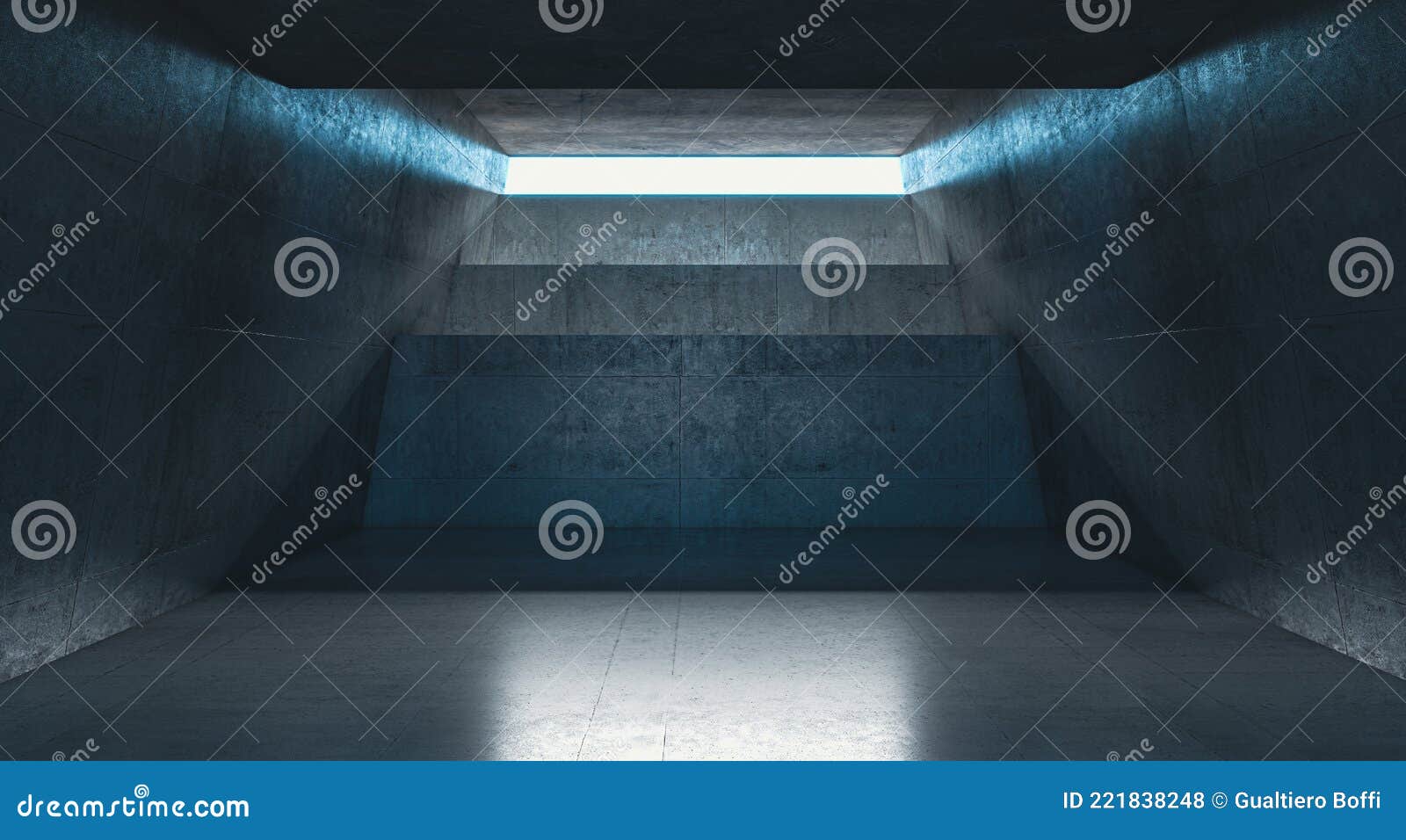 Interno In Cemento Con Finestra E Gradoni Stock Photography ...