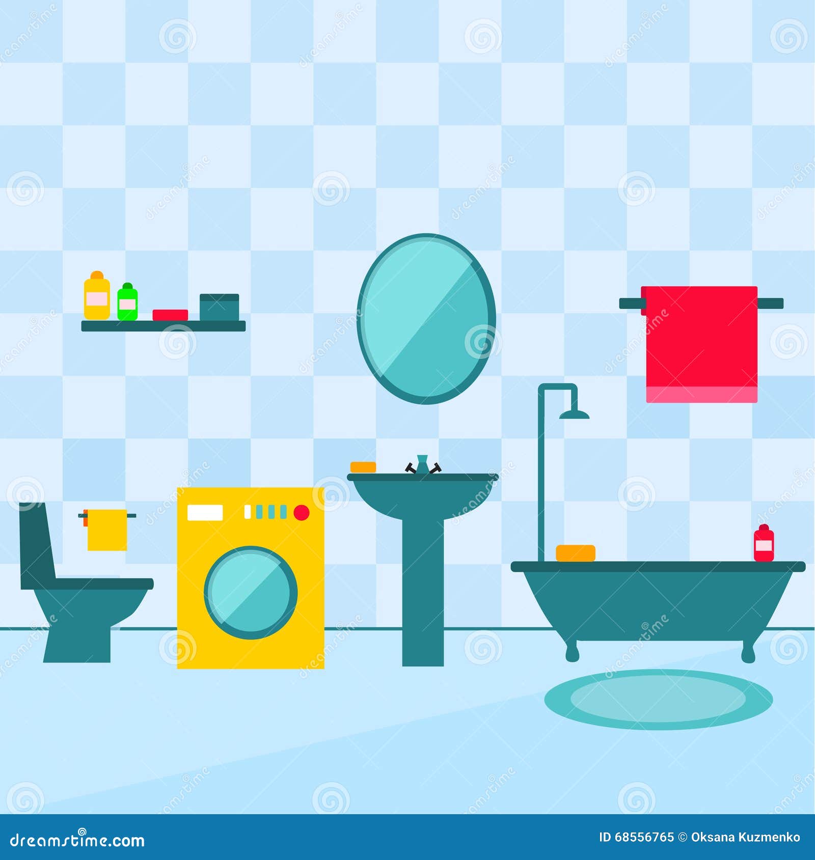 Interno Del Bagno Nell'illustrazione Piana Di Stile Illustrazione ... Interno Del Bagno Nell'illustrazione Piana Di Stile Illustrazione ...