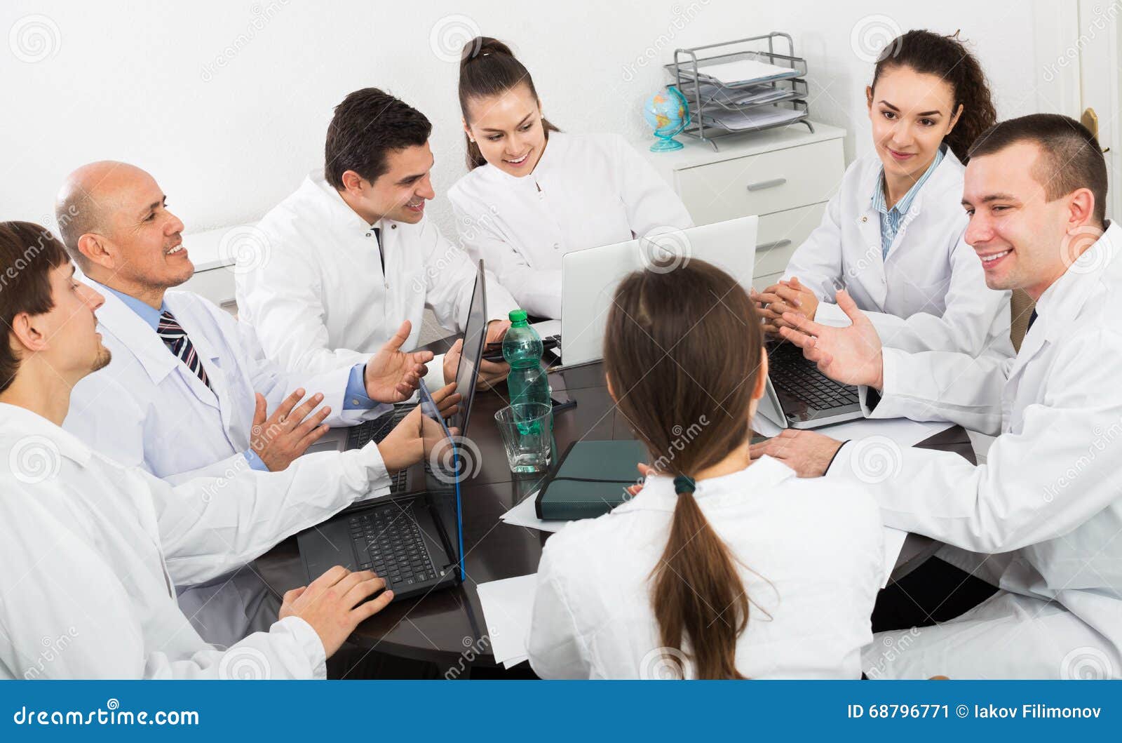 Interns and Professor at Hospital Meeting Stock Image - Image of ...