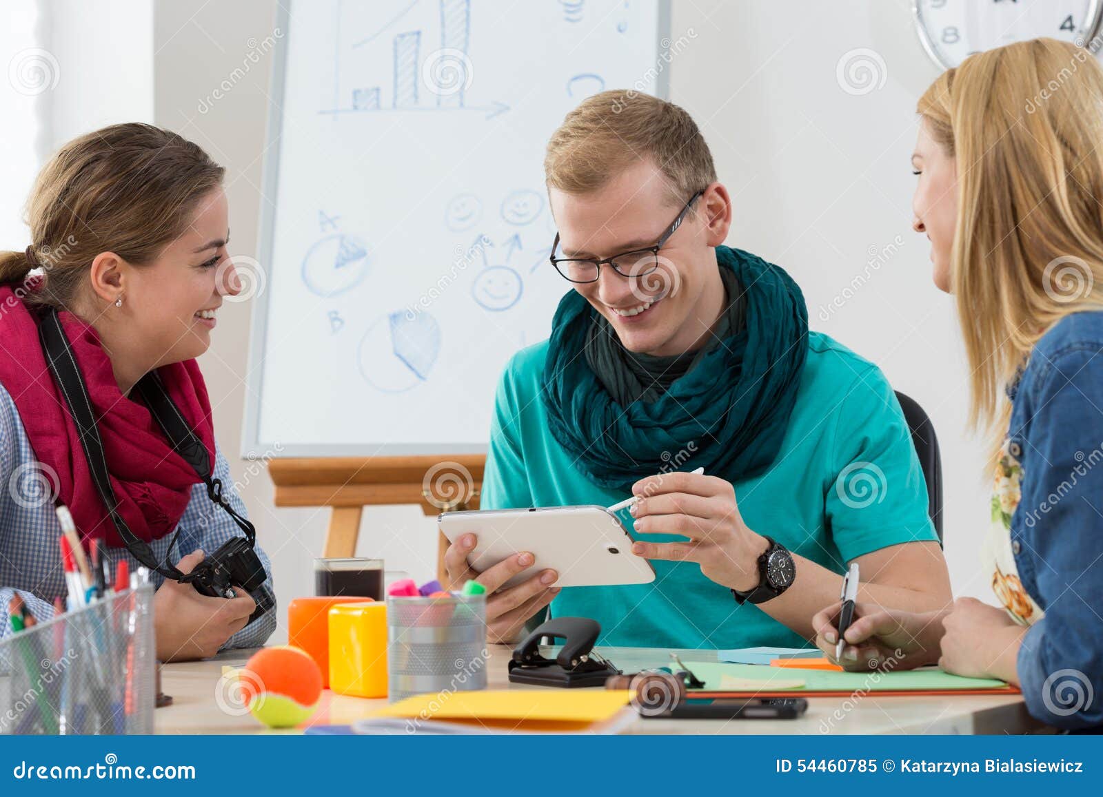 Interns working at office stock image. Image of intern - 54460785