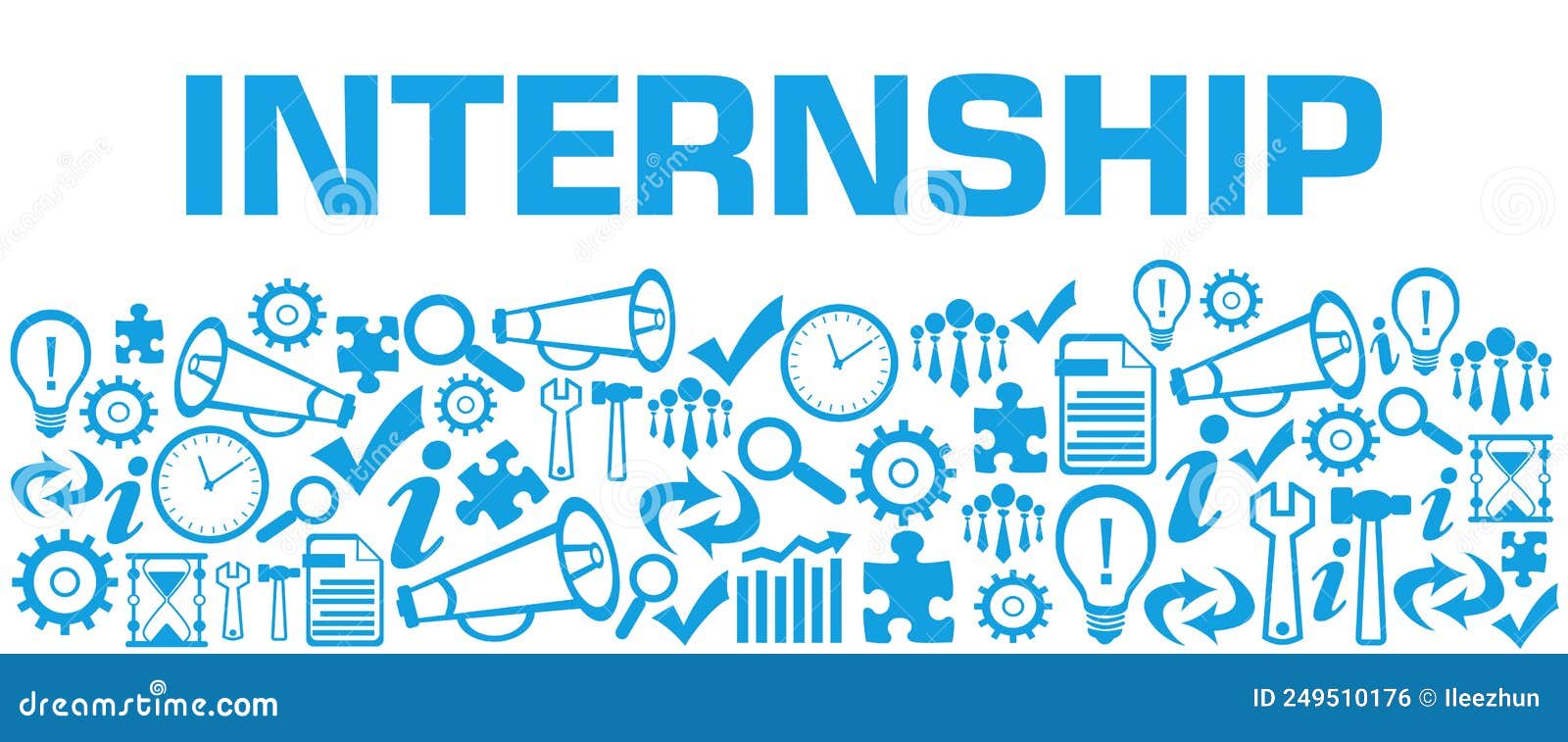 Internship Blue Business Symbols Background Bottom Stock Illustration ...