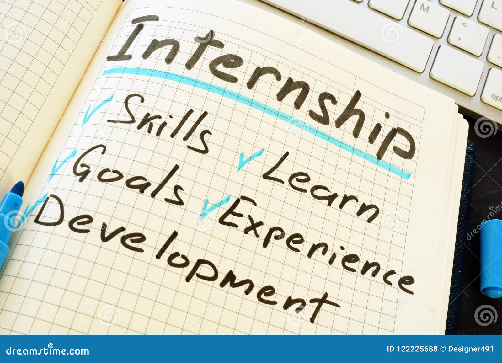 Internship and List of Pros Written in the Note. Stock Photo - Image of ...