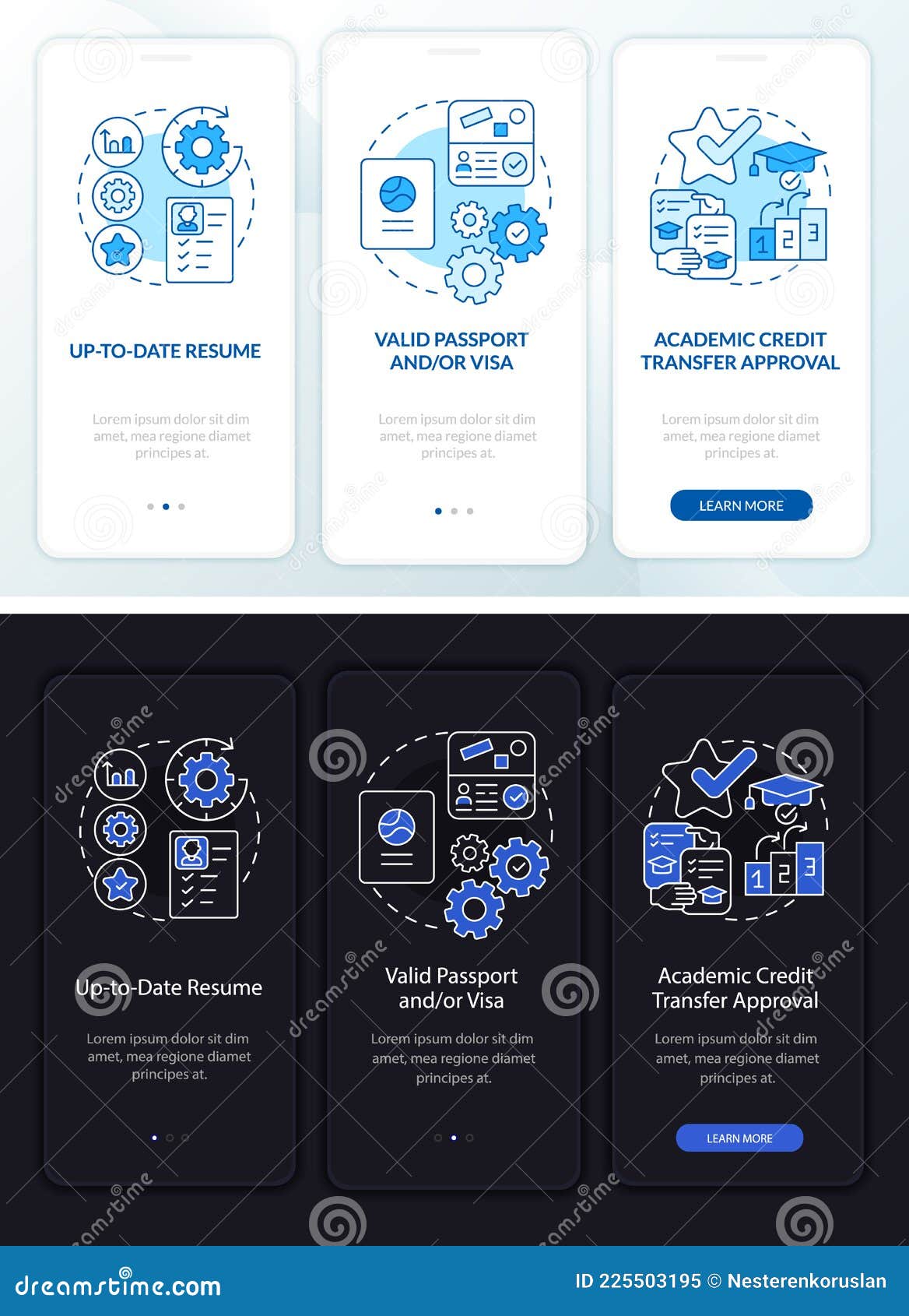 Internship Requirements Onboarding Mobile App Page Screen Stock Vector ...