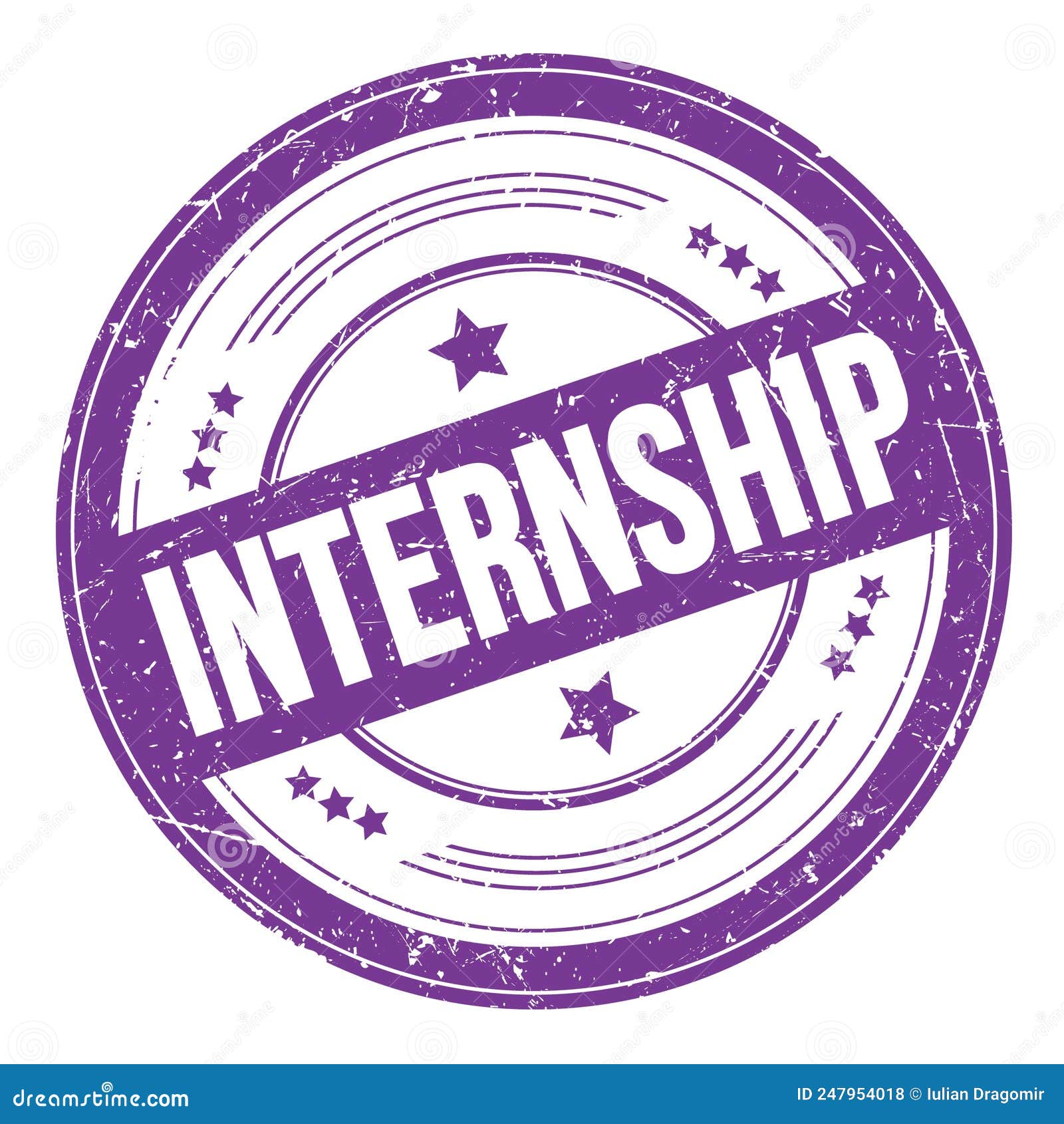 INTERNSHIP Text on Violet Indigo Round Grungy Stamp Stock Illustration ...