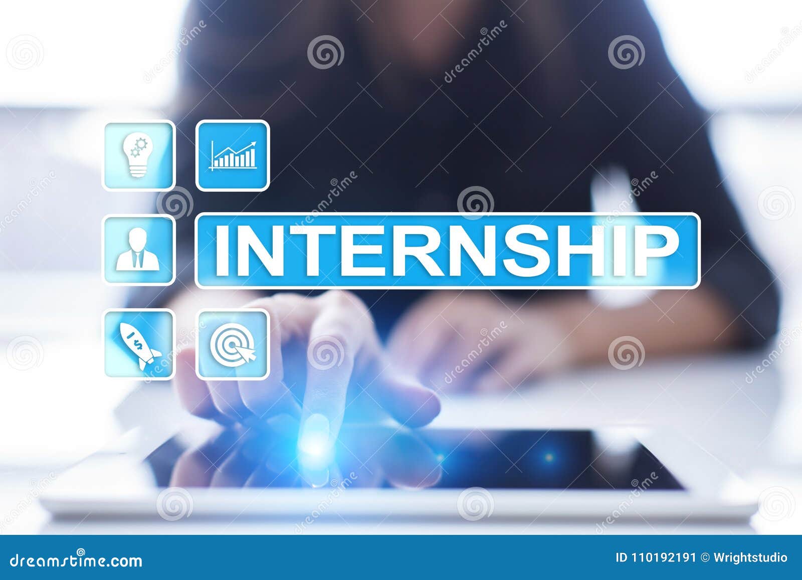 Internship Text on Virtual Screen. Business, Education and Internet ...
