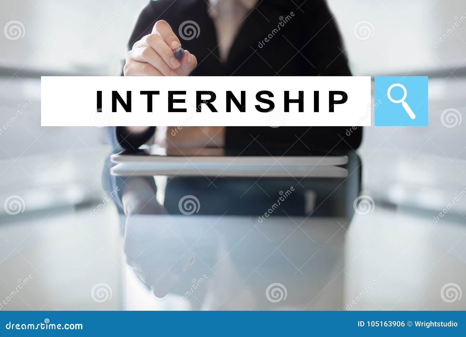 Internship Text on Virtual Screen. Business, Education and Internet ...