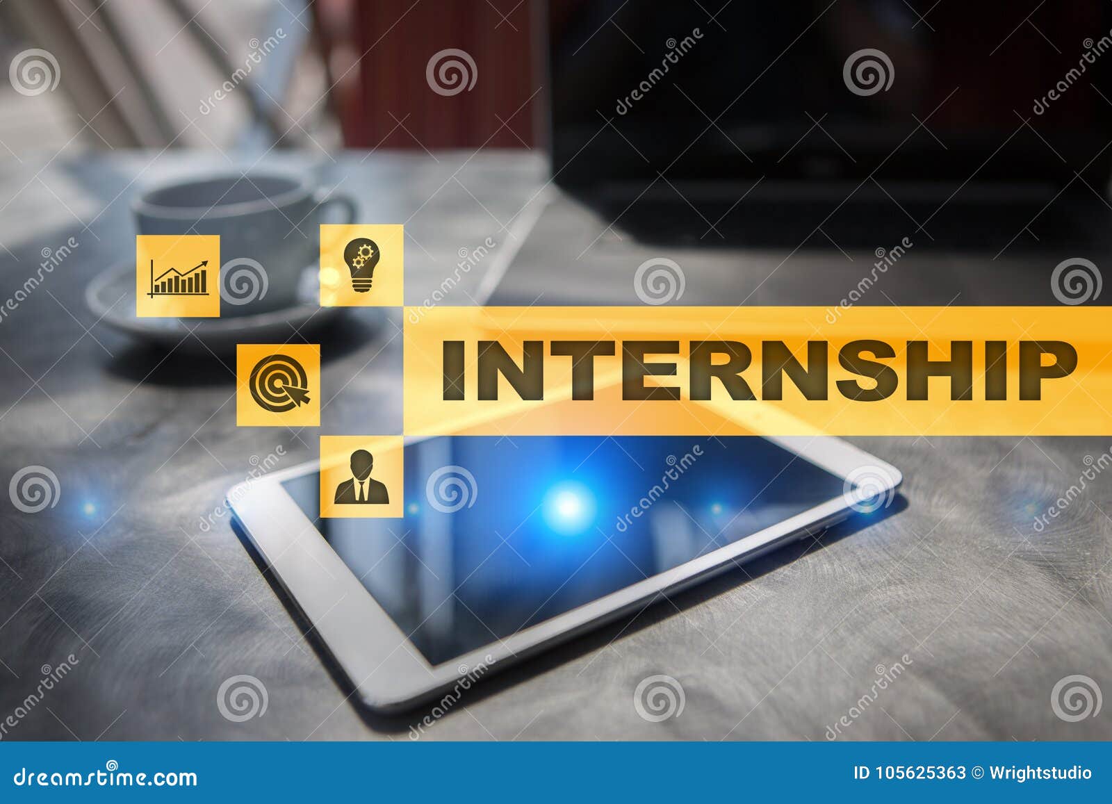 Internship Text on Virtual Screen. Business, Education and Internet ...