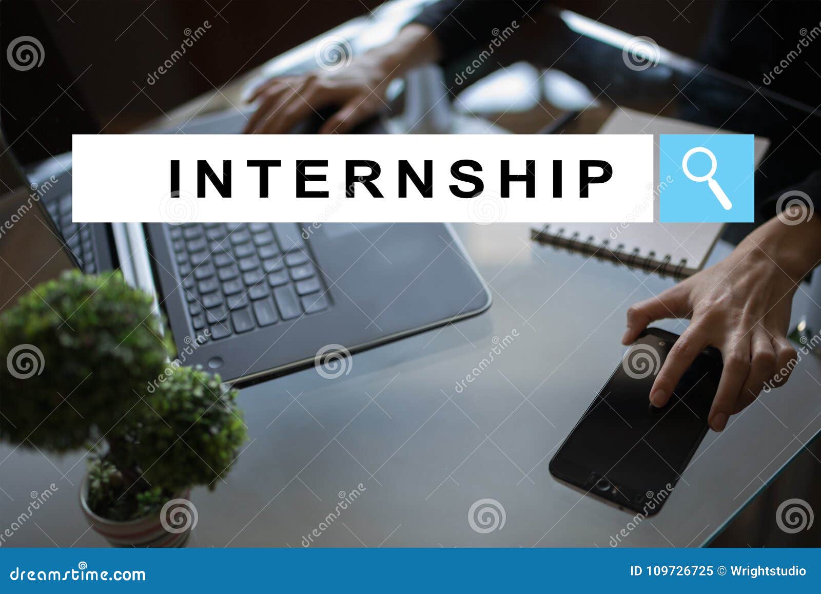 Internship Text on Virtual Screen. Business, Education and Internet ...