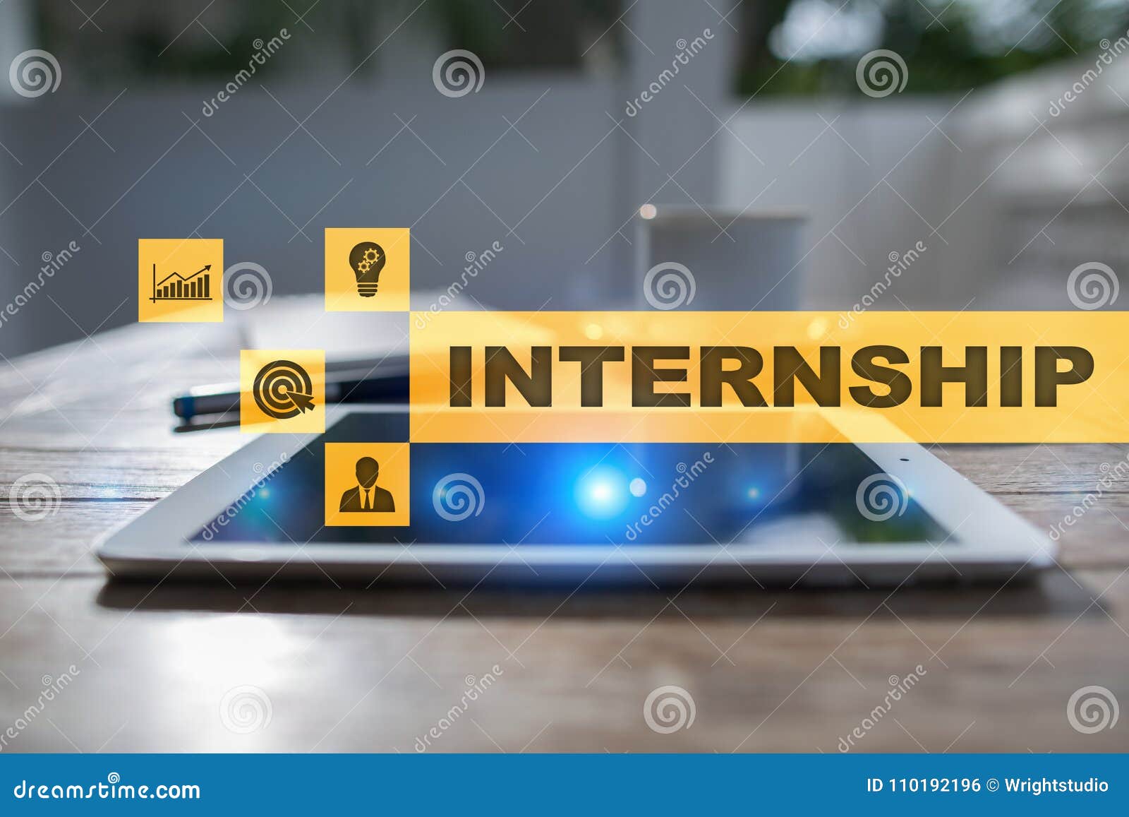 Internship Text on Virtual Screen. Business, Education and Internet ...