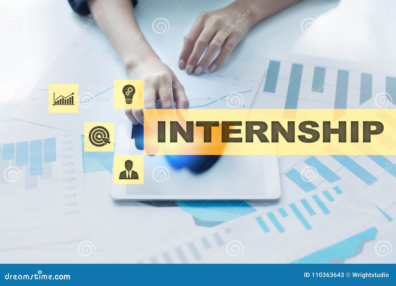 Internship Text on Virtual Screen. Business, Education and Internet ...