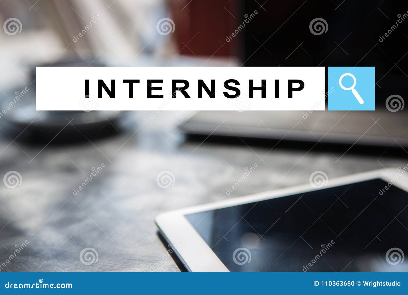 Internship Text on Virtual Screen. Business, Education and Internet ...