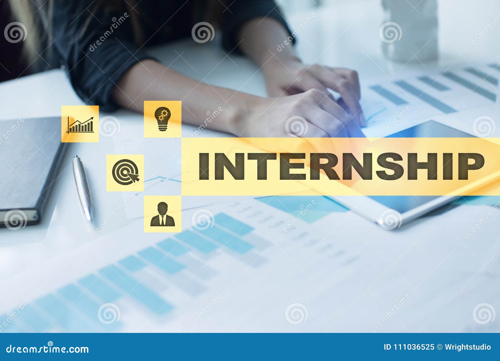 Internship Text on Virtual Screen. Business, Education and Internet ...