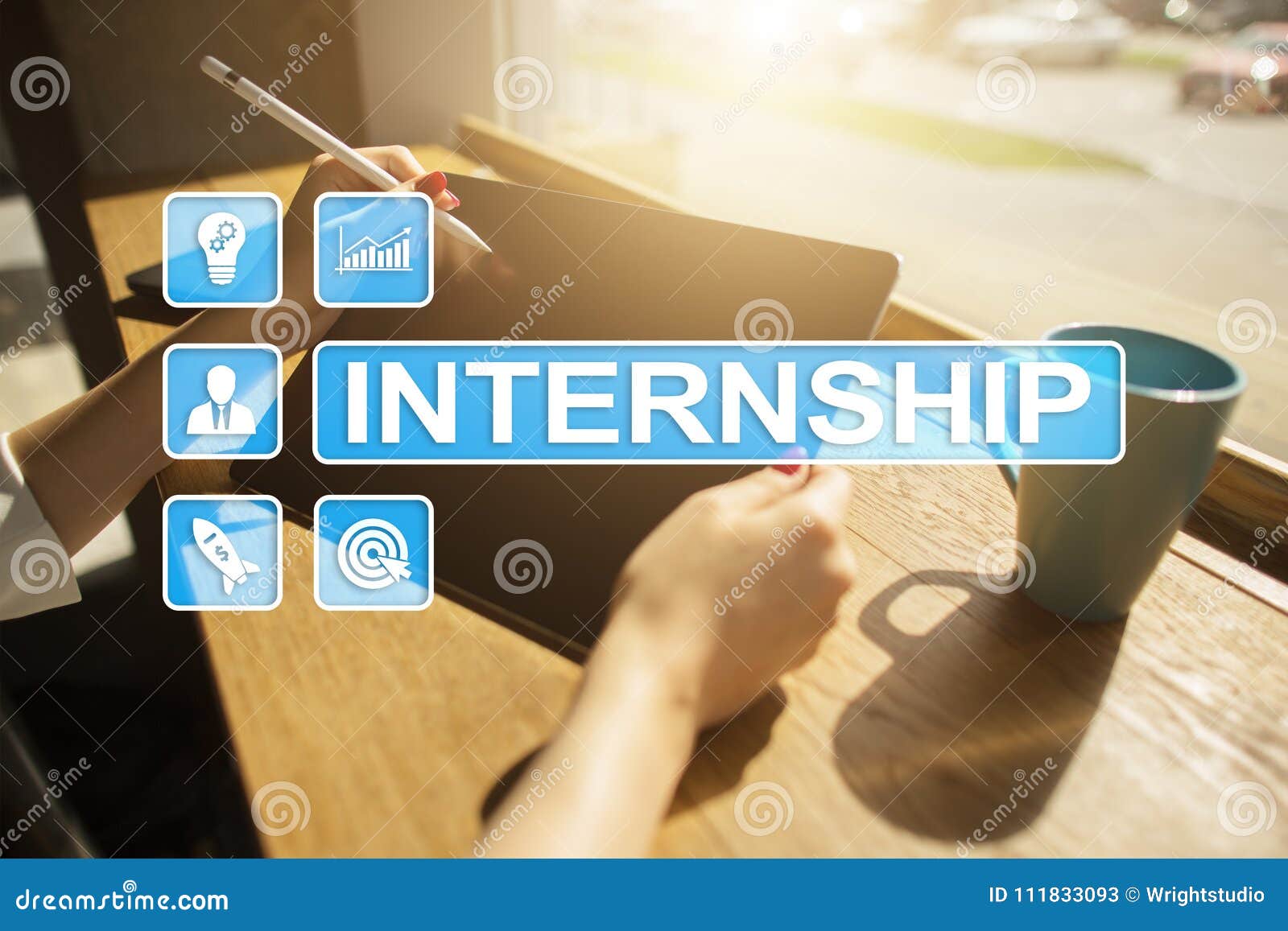 Internship Text on Virtual Screen. Business, Education and Internet ...