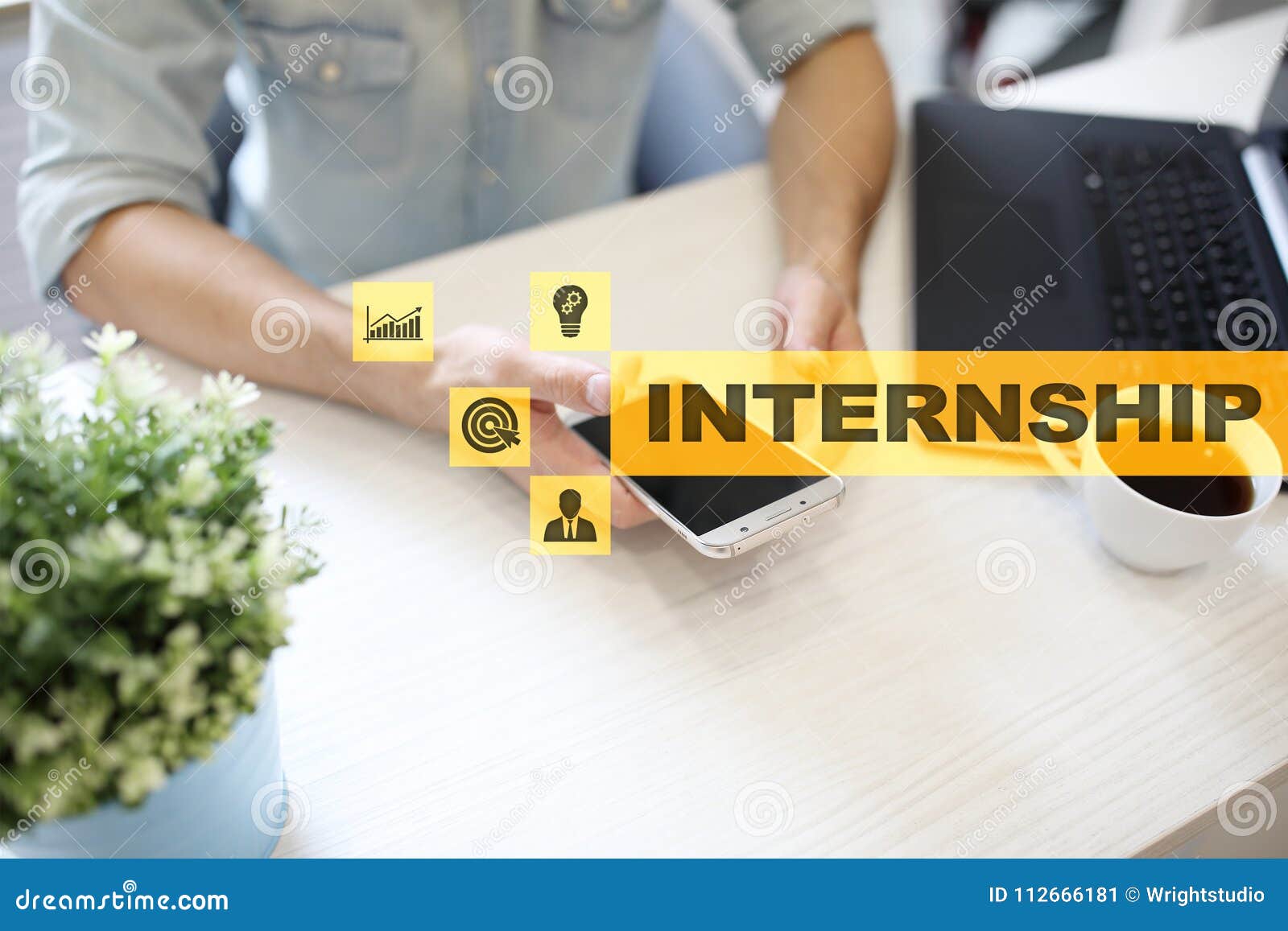 Internship Text on Virtual Screen. Business, Education and Internet ...