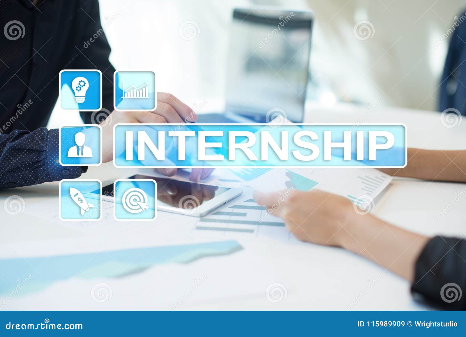 Internship Text on Virtual Screen. Business, Education and Internet ...