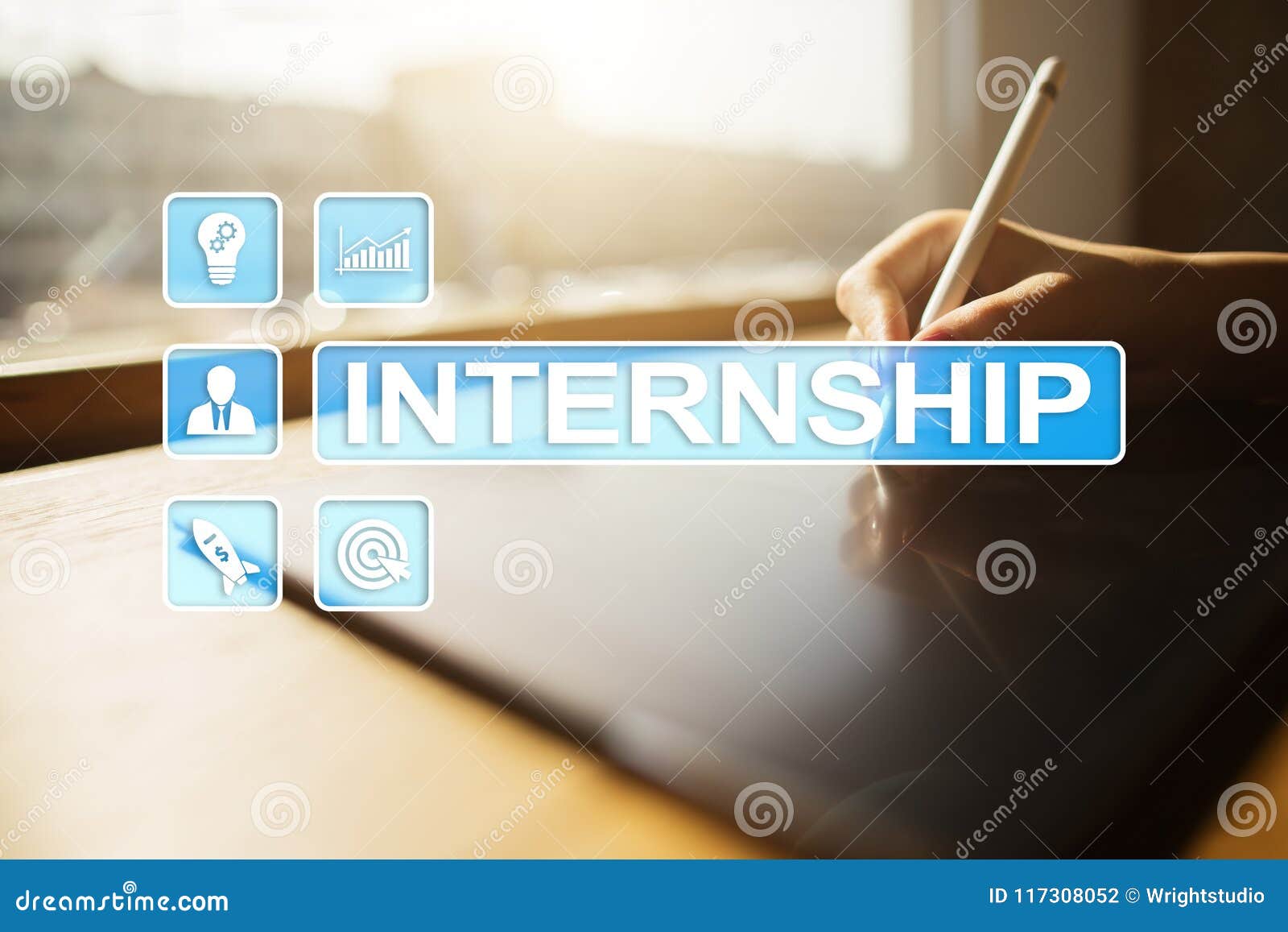 Internship Text on Virtual Screen. Business, Education and Internet ...
